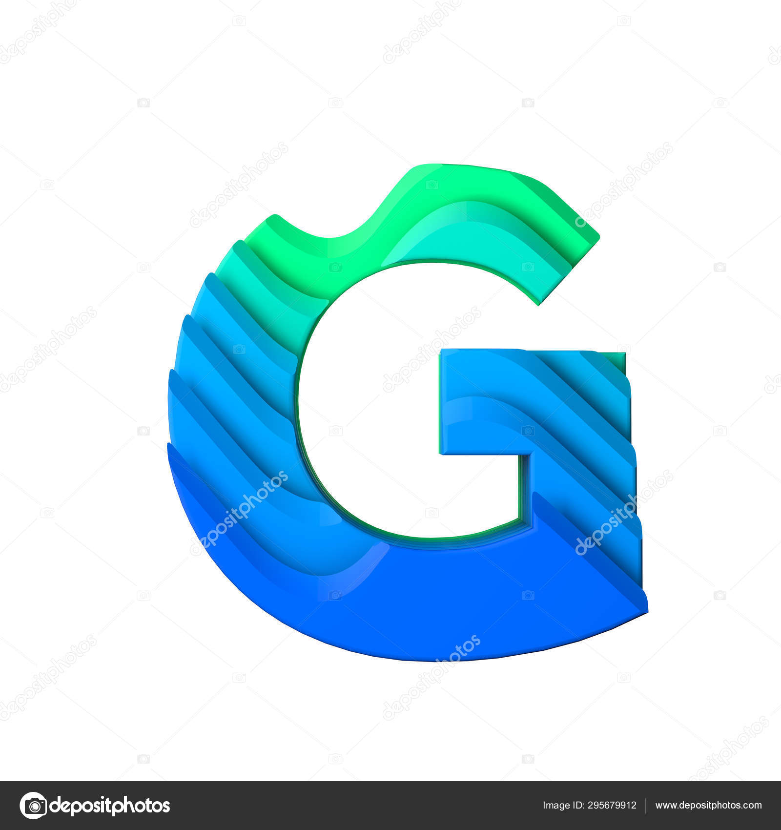 Letter G. Layered wave effect character type. 3D Rendering — Stock ...