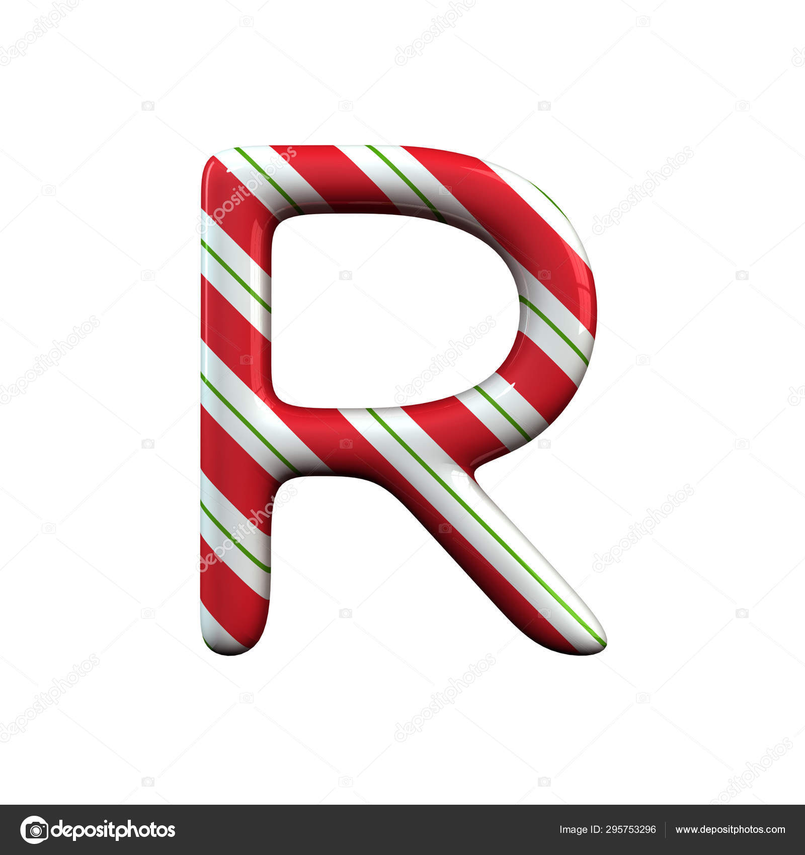 Red and white stripe candy cane letter R — Stock Photo ...