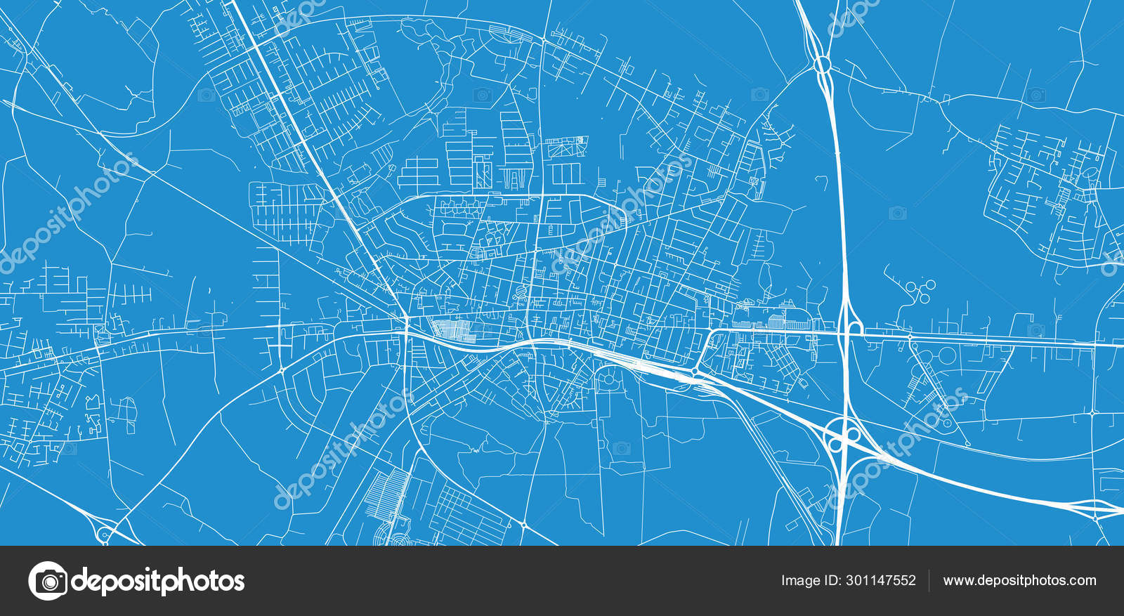 Urban vector city map of Herning, Denmark Stock Vector Image by ...