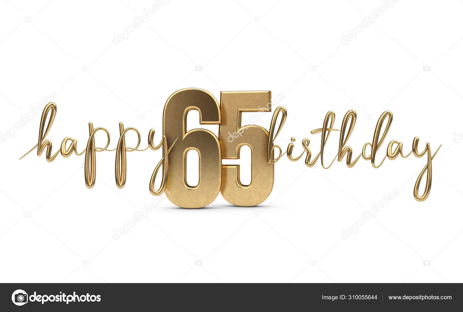 Happy 65th birthday gold greeting background. 3D Rendering Stock Photo ...