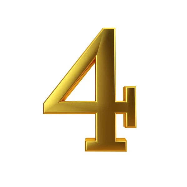 Gold glitter number 4. Shiny sparkling golden number. 3D rendering ...