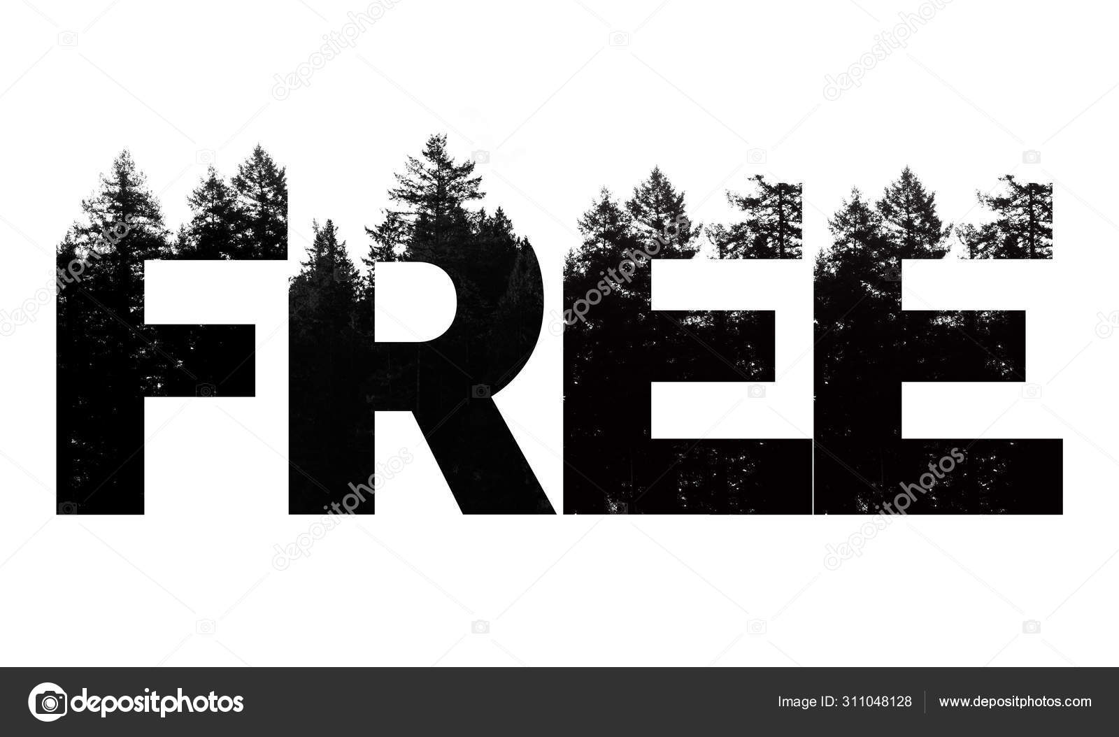 Palabra libre hecha de letras de árboles silvestres al aire libre ...