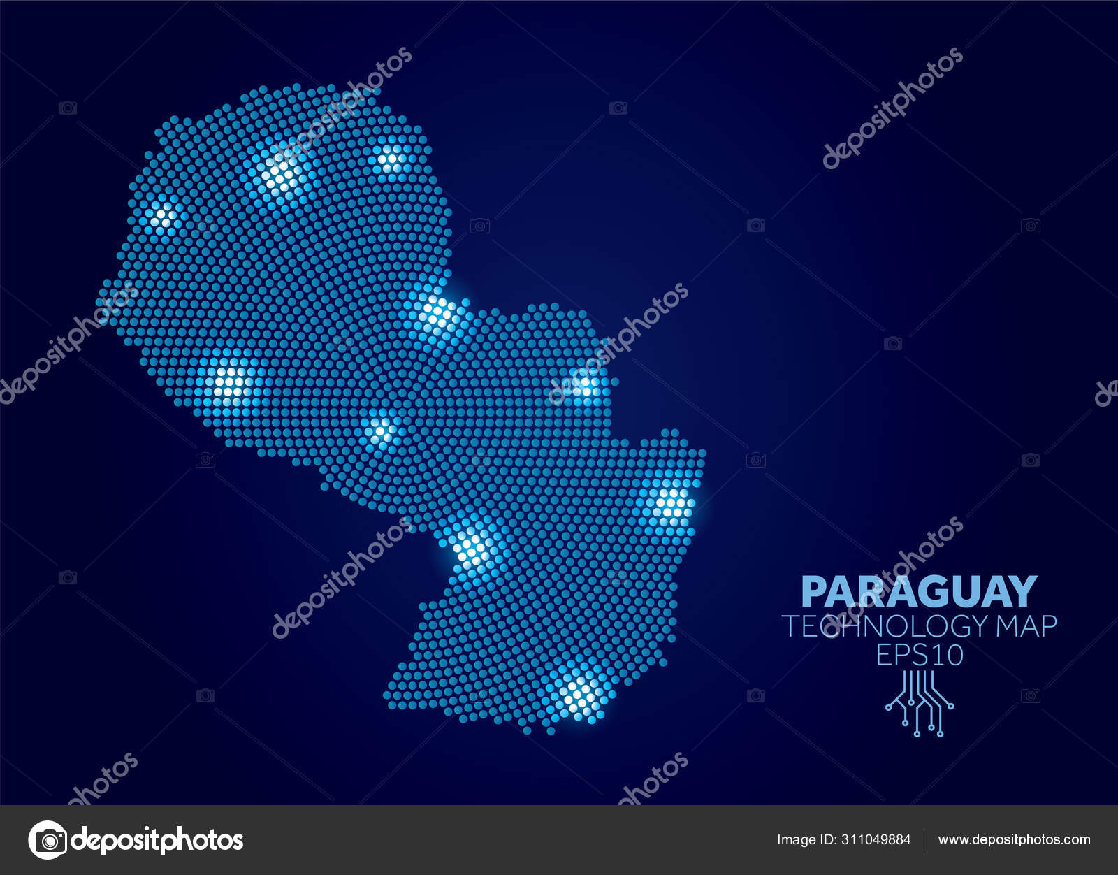 Paraguay Dotted Technology Map Modern Data Communication Concept ...