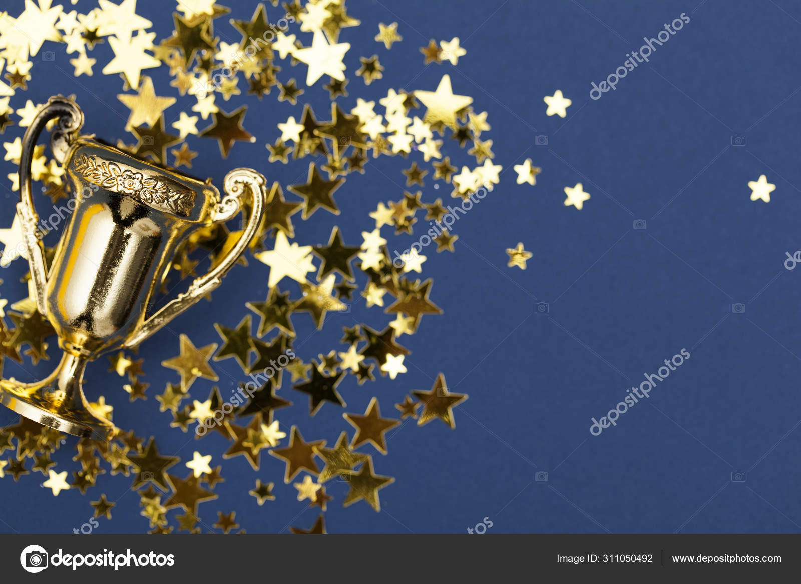 Gold winners achievement trophy background — Stock Photo ...