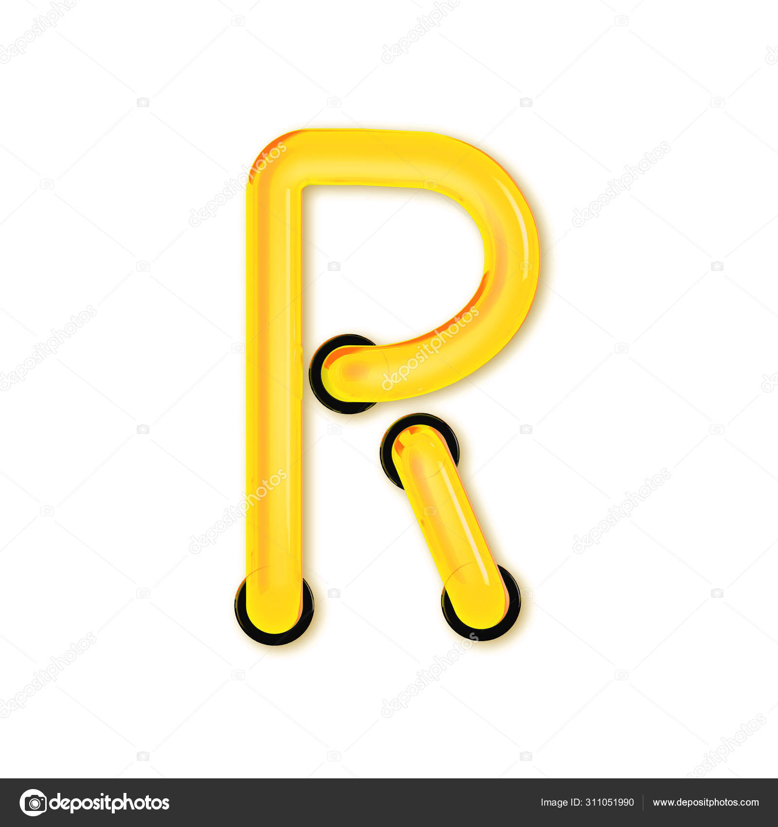 Neon tube style light letter R. Glowing neon Capital letter. 3D — Stock ...
