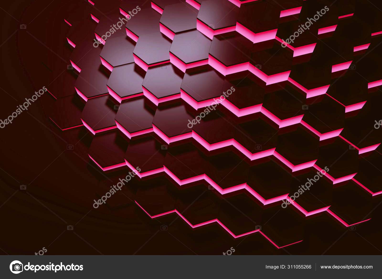 Glowing Red Hexagon Pattern Background Rendering Stock Photo by ...