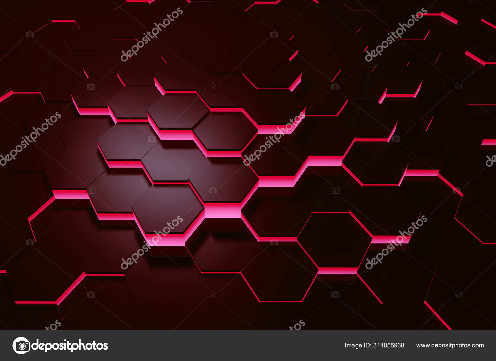 Red Hexagon Pattern Wallpaper