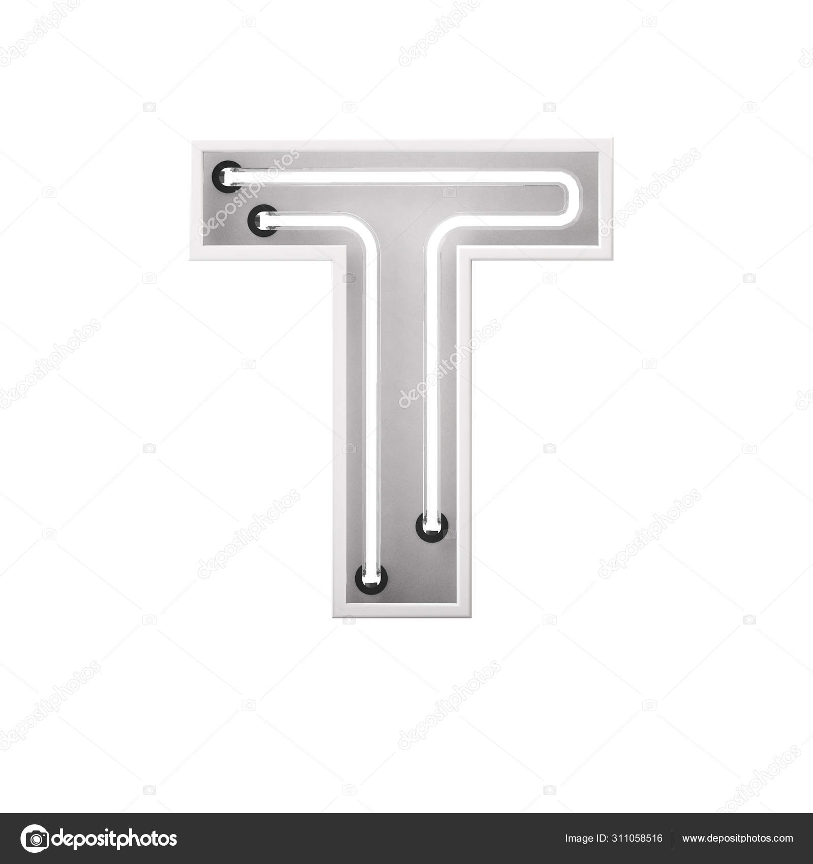 White Neon Style Light Letter Glowing Neon Capital Letter Rendering ...