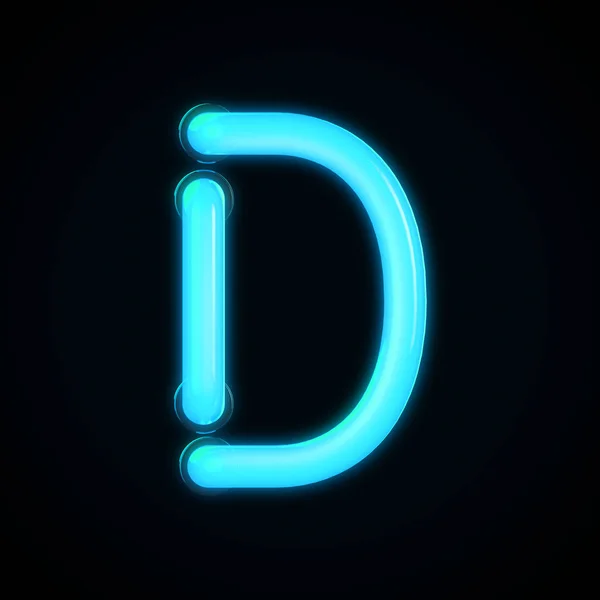 Blue neon glowing light letter D capital letter. 3D rendering - Stock ...
