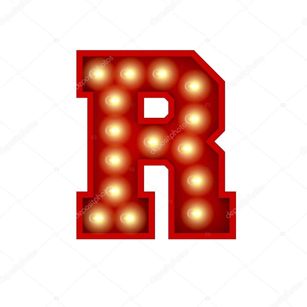 Letras de teatro de cine vintage. Letra R. 3D Renderin — Foto de stock ...