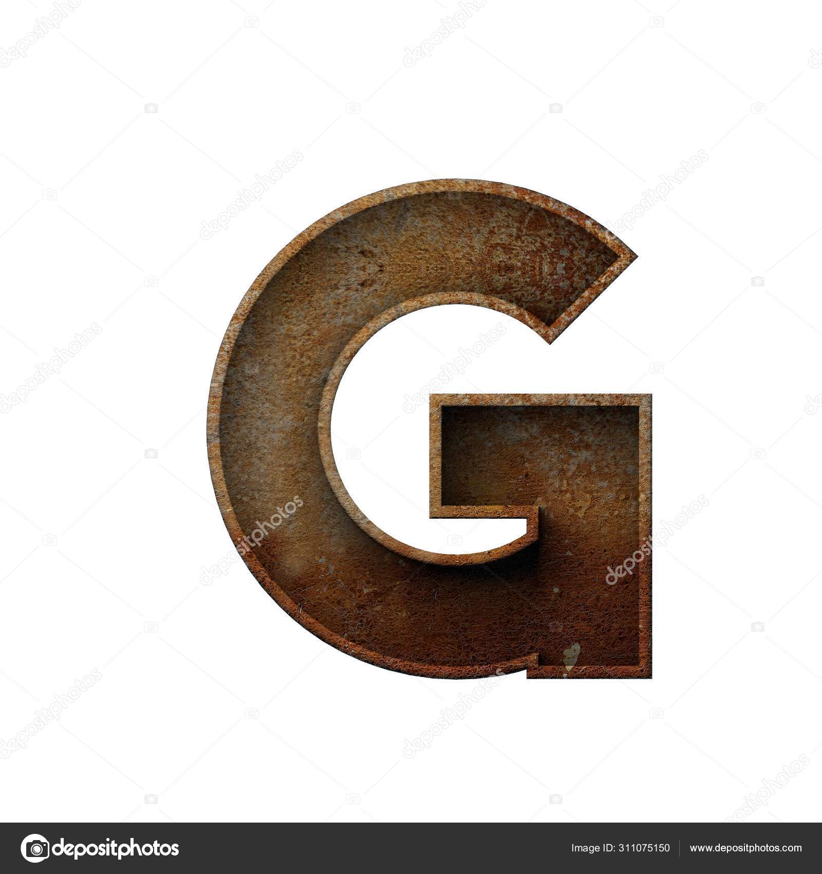 Letter G grunge rusted font. 3D Rendering — Stock Photo ...