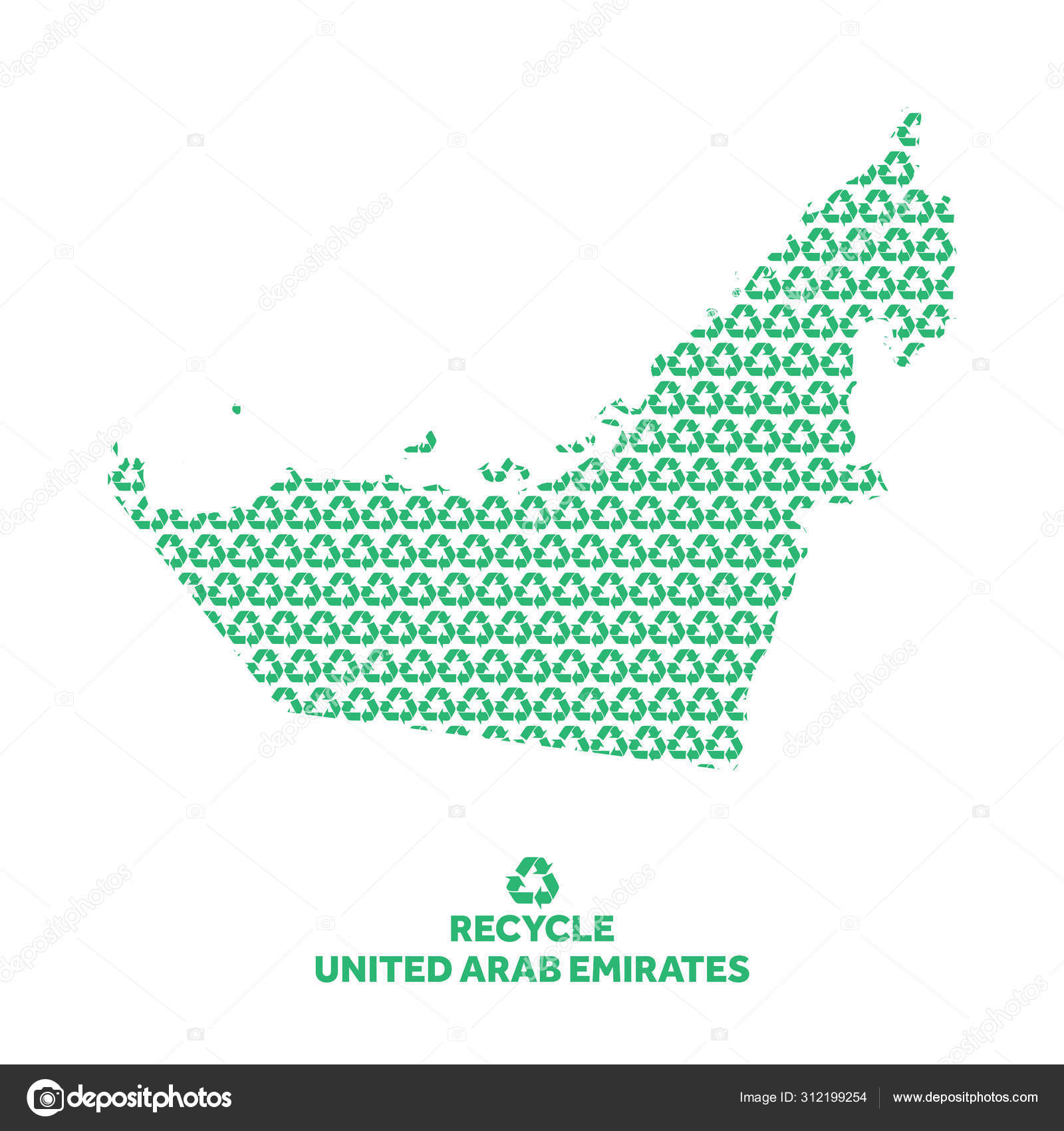 United Arab Emirates map made from recycling symbol. Environment Stock ...