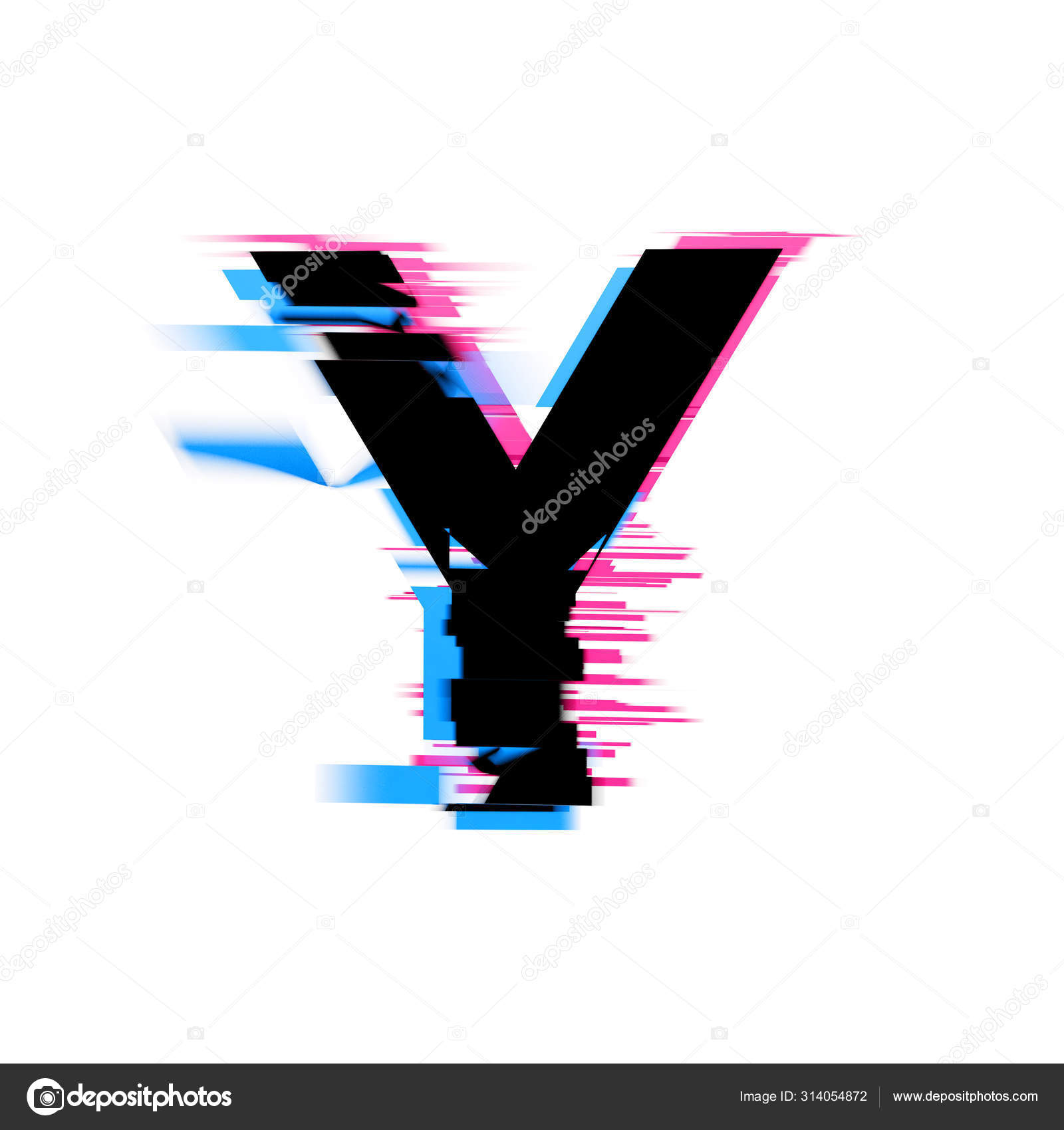 Letter Distorted Neon Glitch Effect Text Font Render — Stock Photo ...