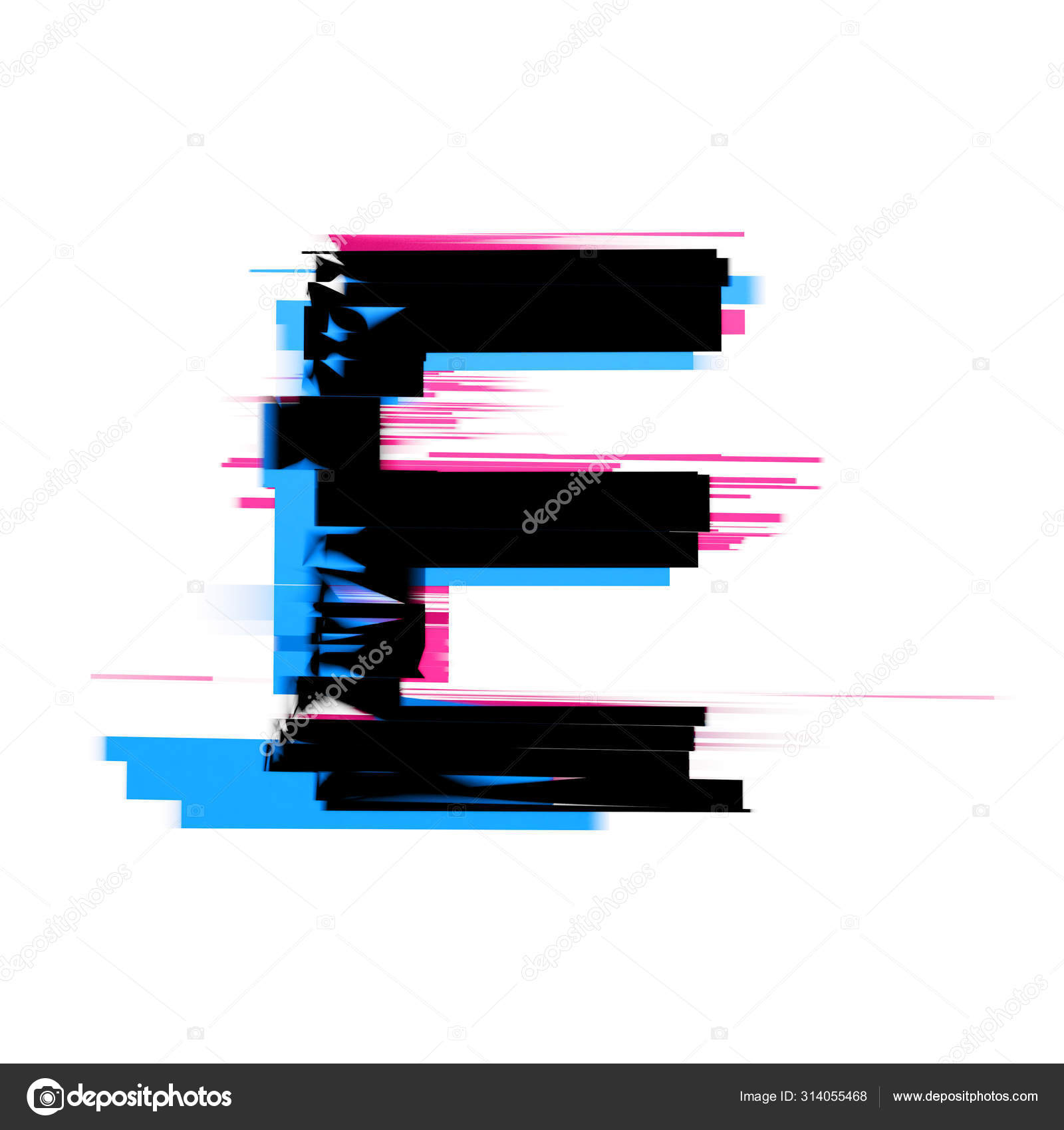 Letter Distorted Neon Glitch Effect Text Font Render — Stock Photo ...