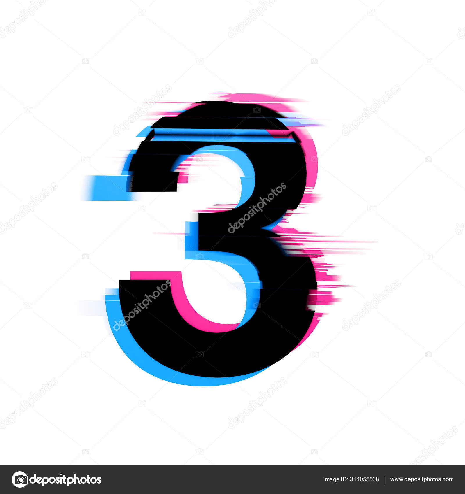 Number Distorted Neon Glitch Effect Text Font Render — Stock Photo ...