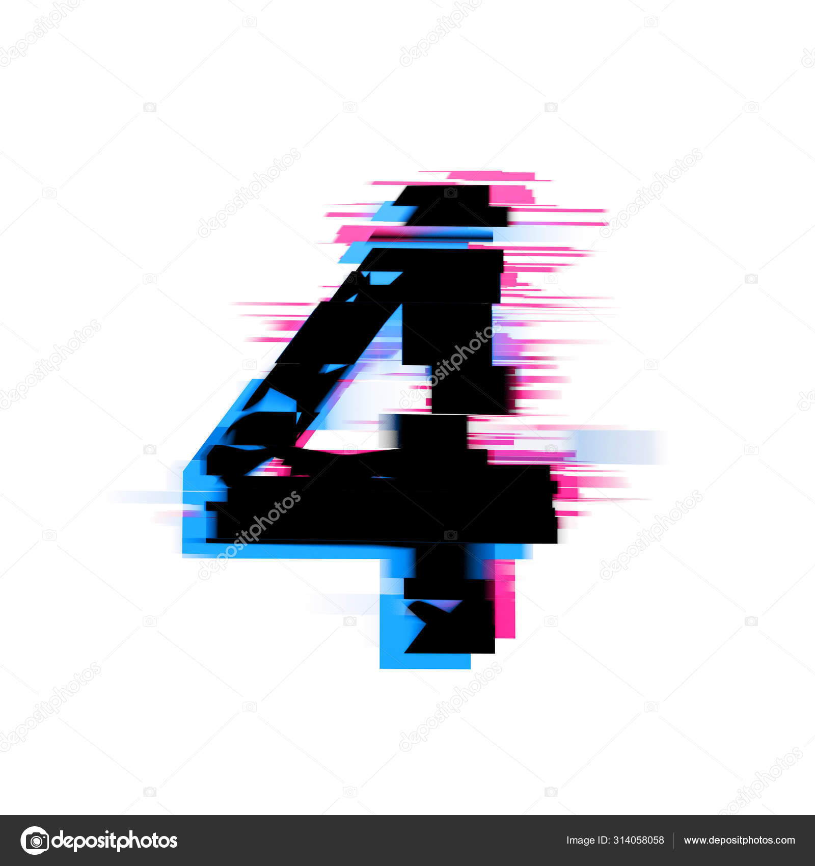 Number Distorted Neon Glitch Effect Text Font Render — Stock Photo ...