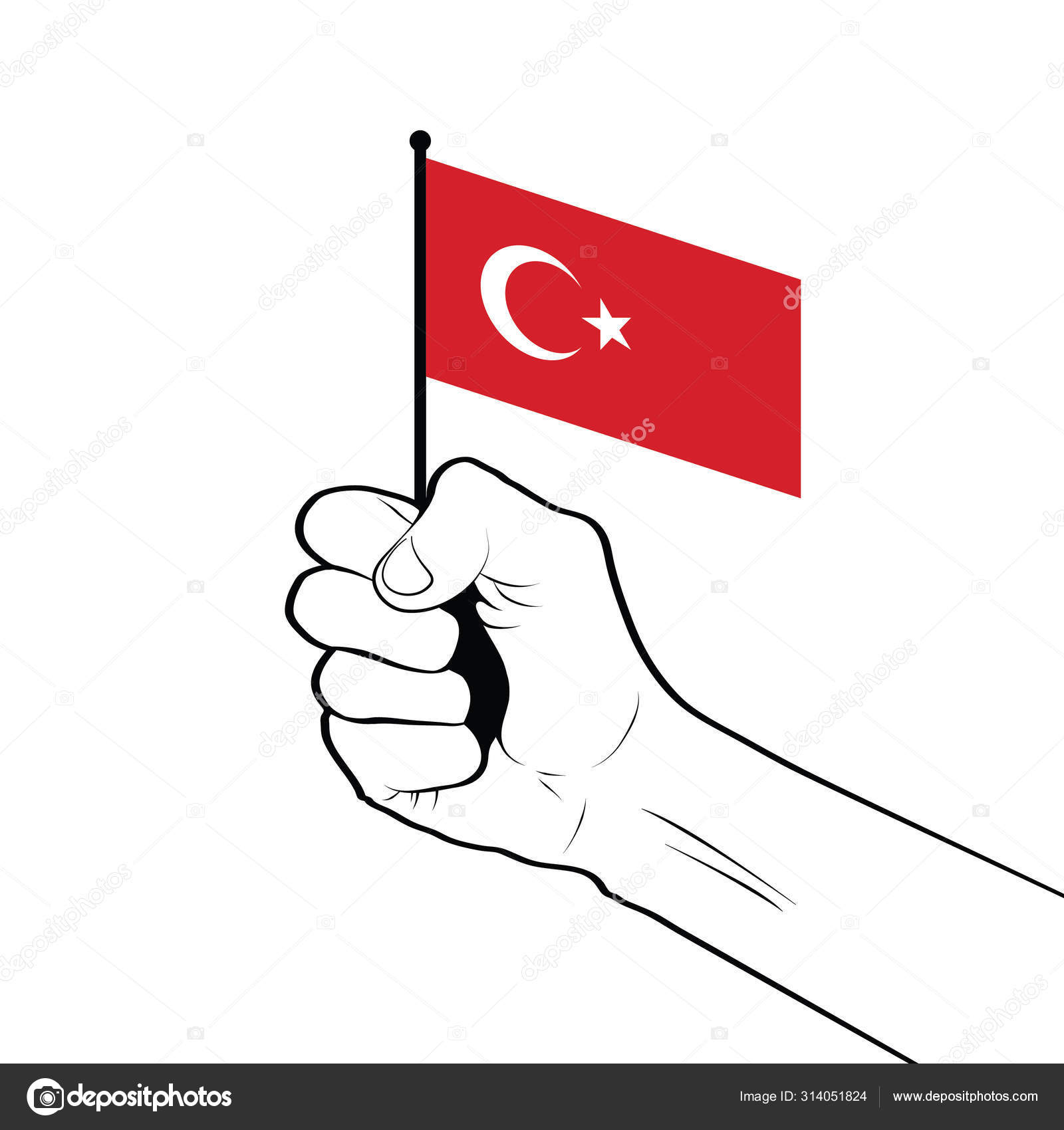 Digital Illustration Hand Holding National Flag Stock Vector by ...