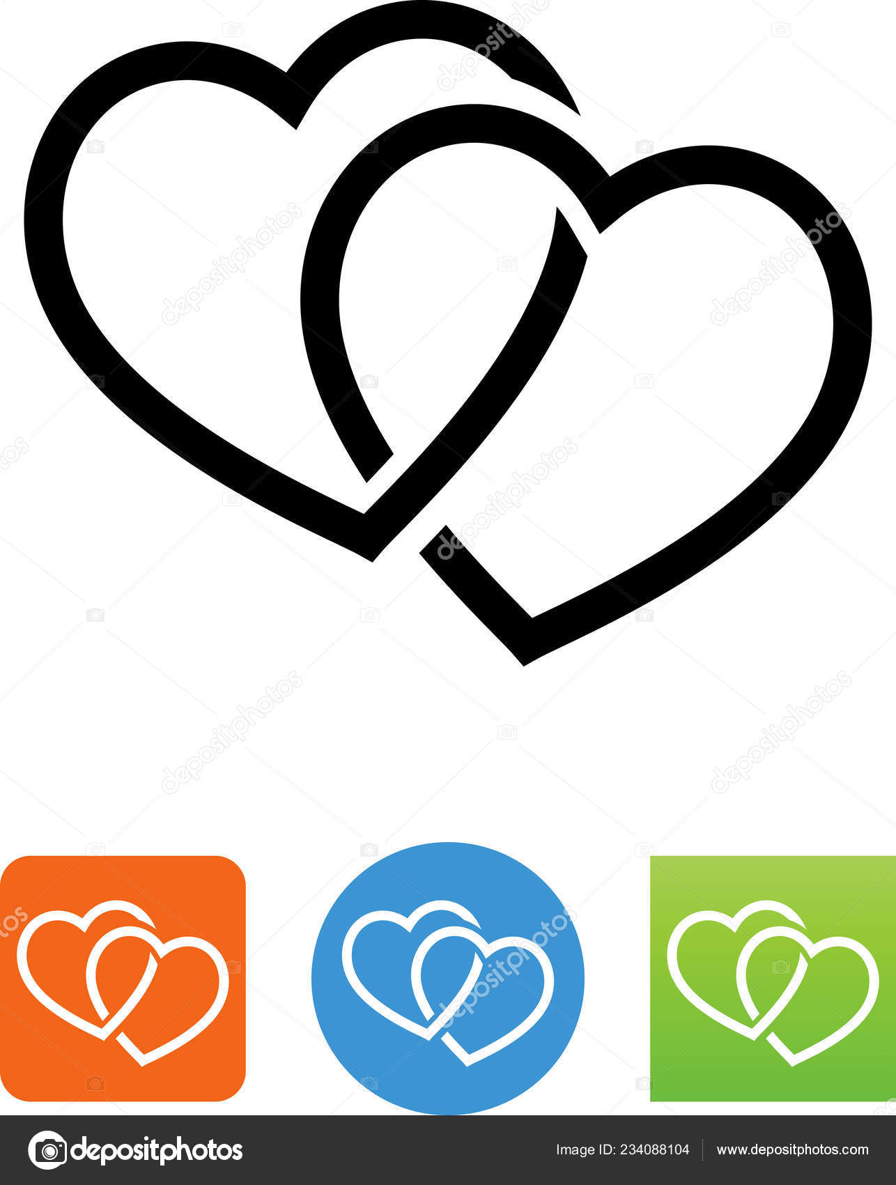 Dos Corazones Clipart Señal Vectorial Dos Corazones Vector De Stock