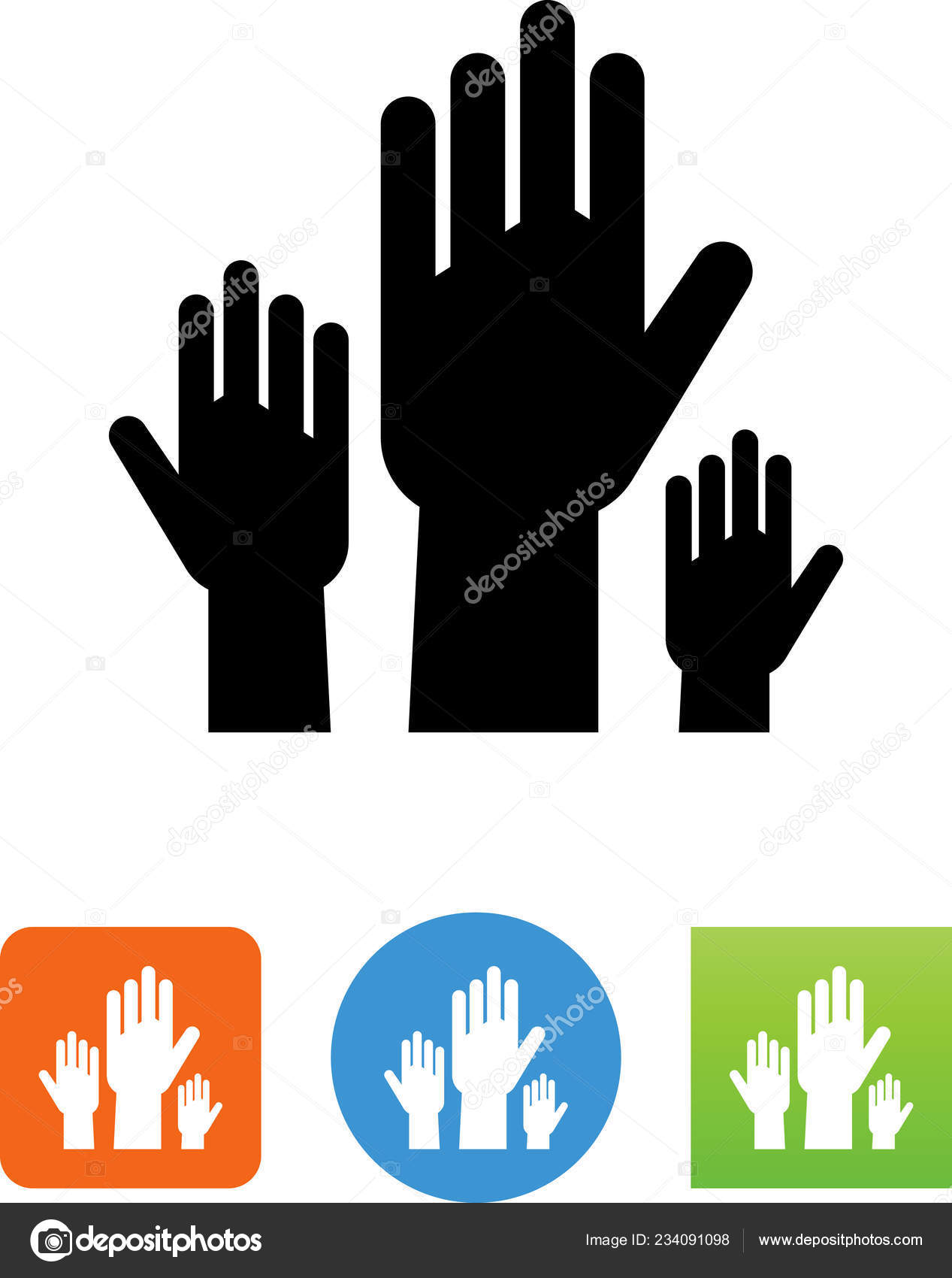 Group Raised Hands Vector Icon Stock Vector by ©popicon 234091098