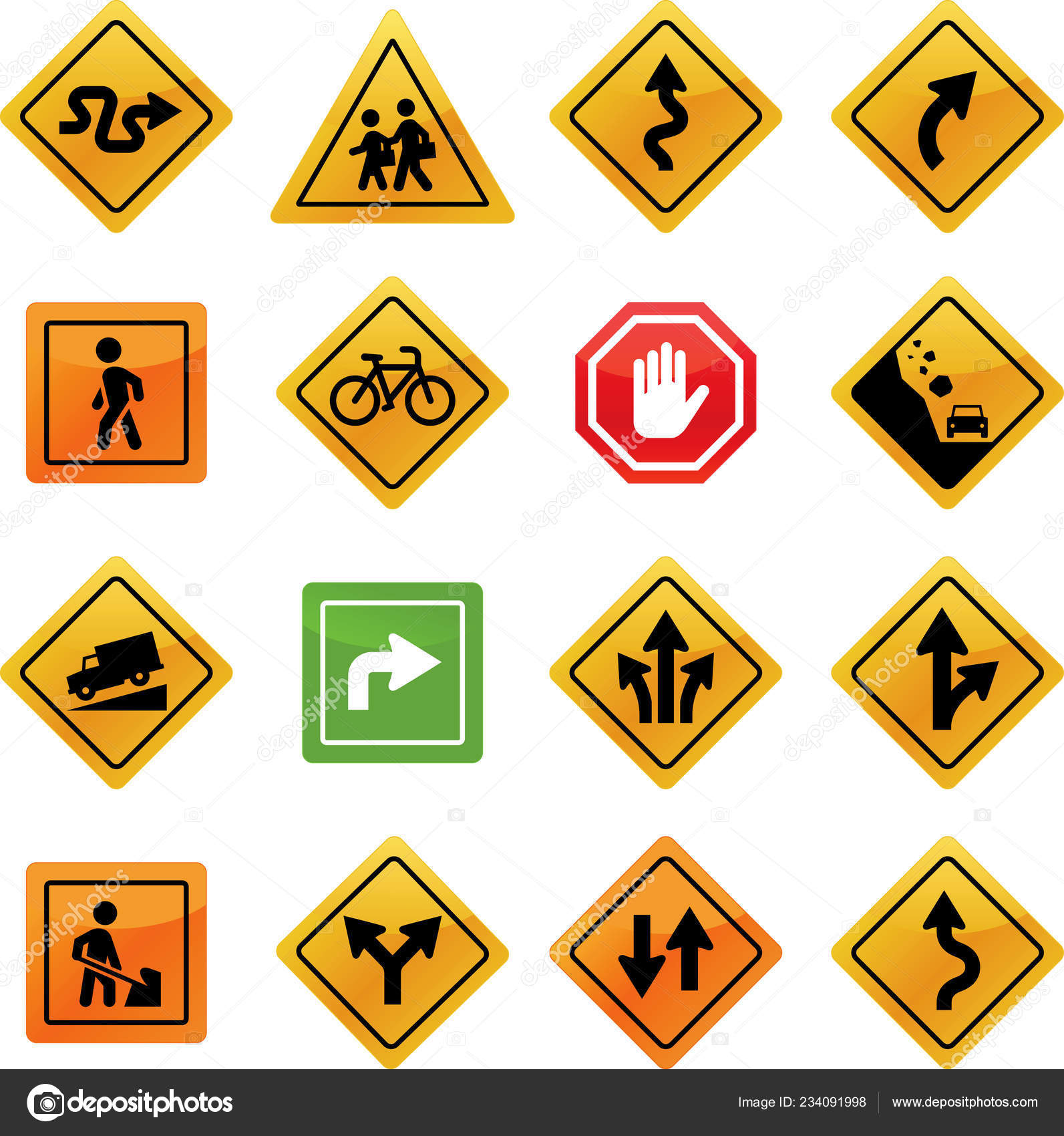 Road Signs Vector Icons Stock Vector by ©popicon 234091998