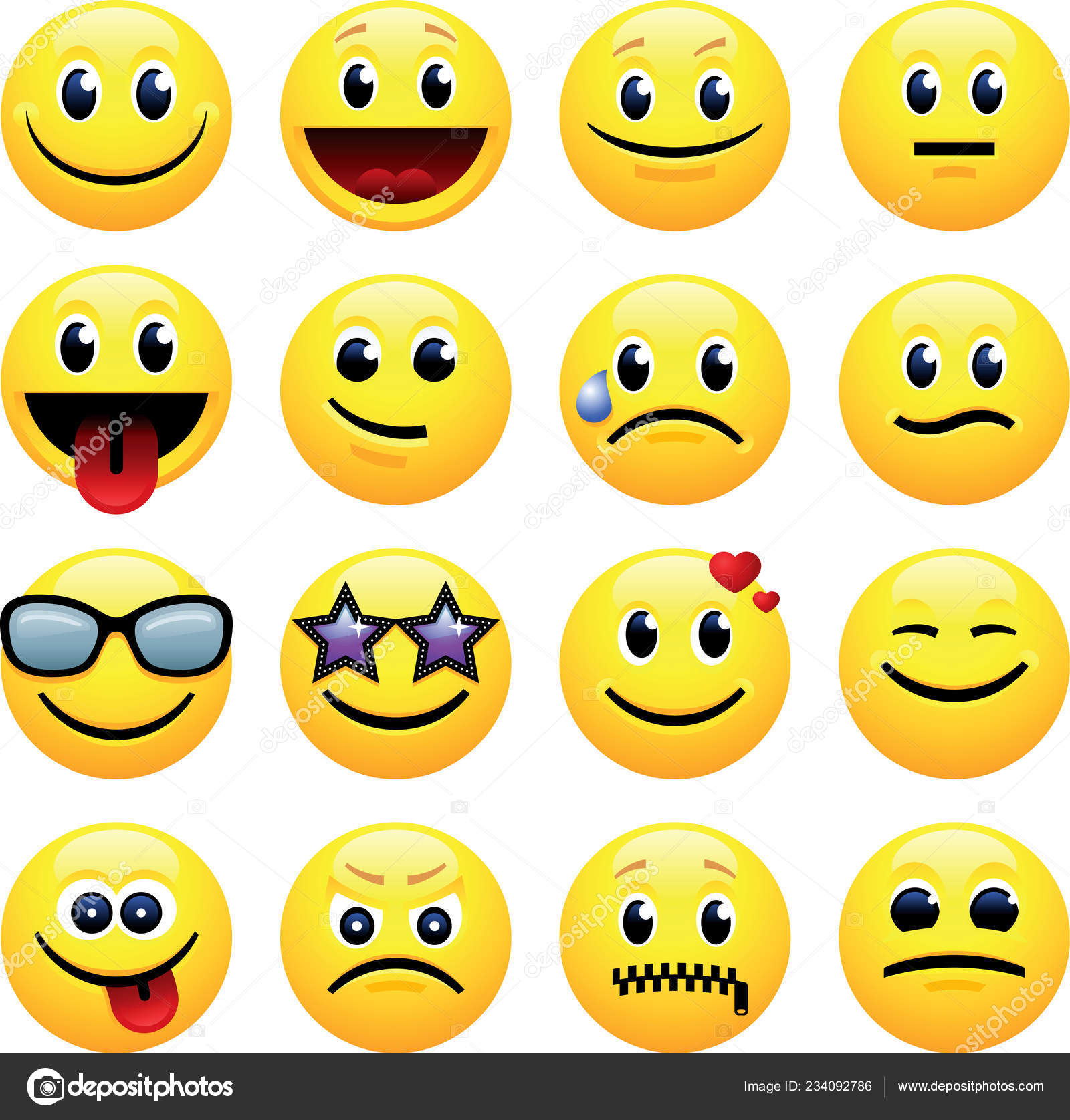 Smiley Vector Icon Set Stock Illustration by ©popicon #234092786