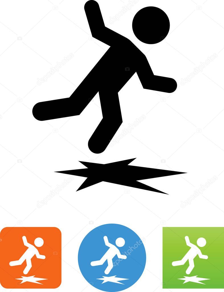 Persona cayendo en un agujero en el icono del vector de hielo 2023