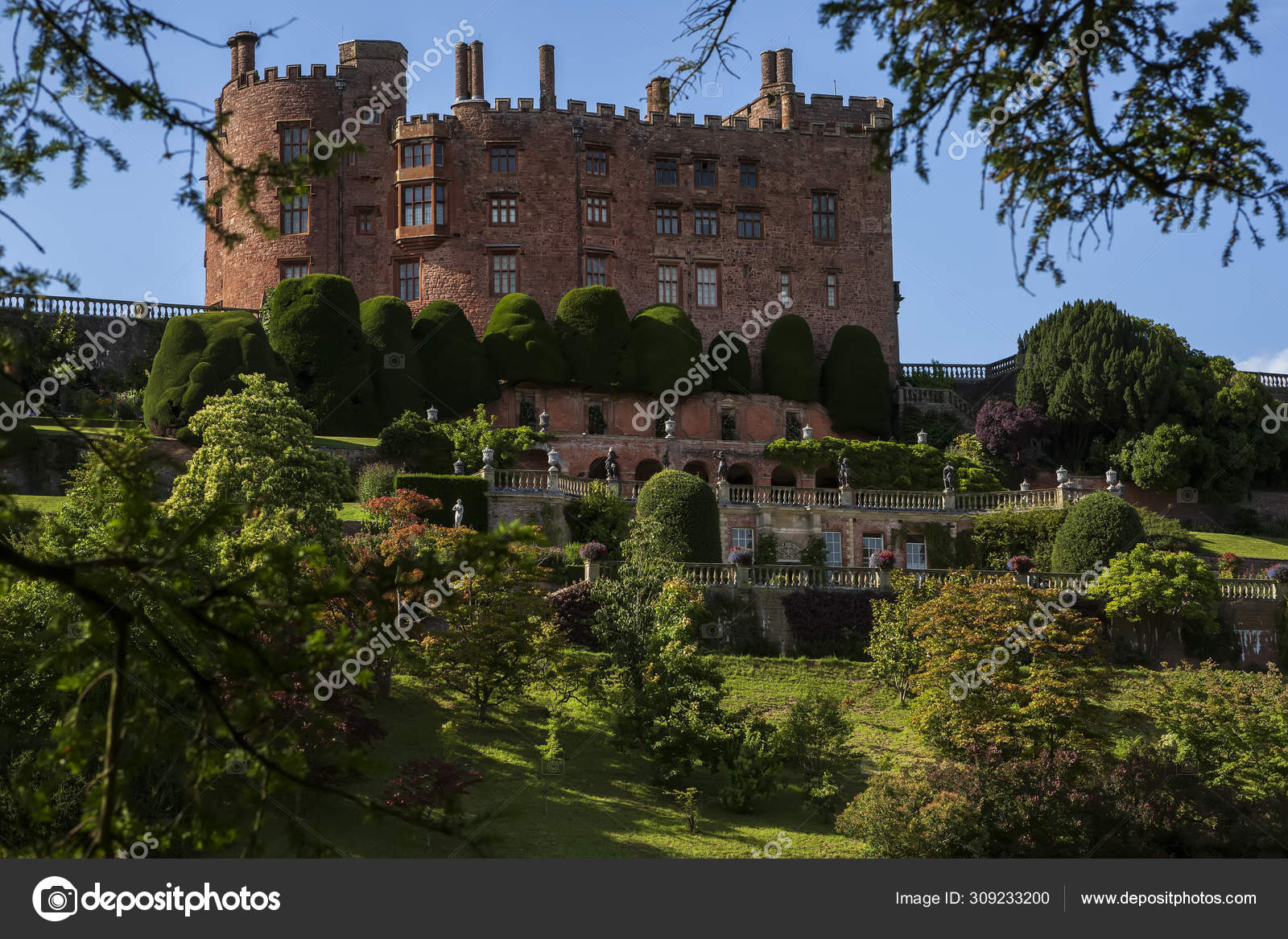 Powis Castle. The terraced gardens of Powis castle, Wales, Unite Stock ...