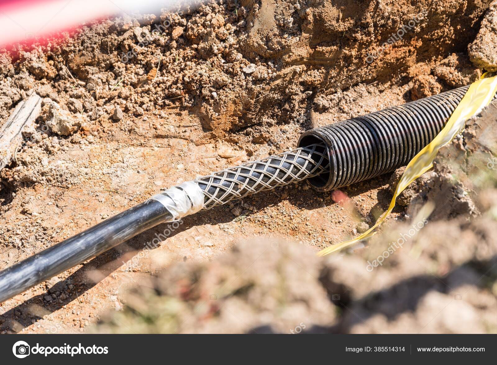 Laying Underground Cable Power Supply Power Cable High Voltage Local ...