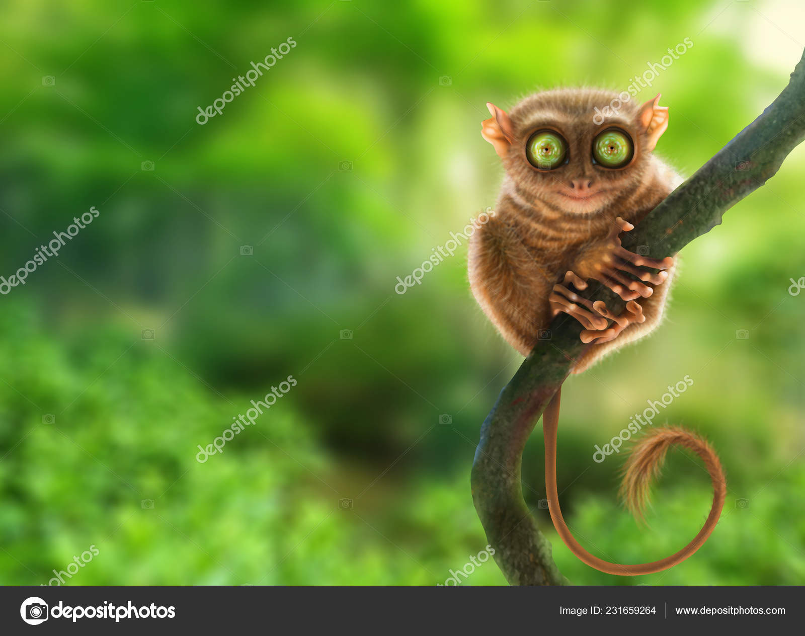 Tarsier Monkey Tarsius Syrichta Natural Jungle Environment Philippines ...