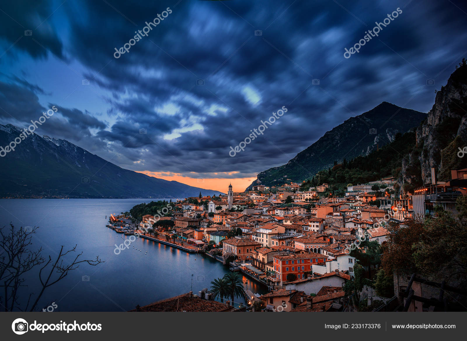 Panoramic View Limone Sul Garda Small Town Lake Garda Lombardy — Stock ...