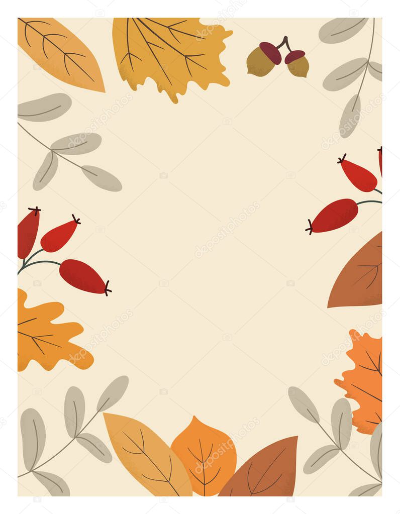Otoño estacional dibujado a mano marco vector background.Fall borde ...