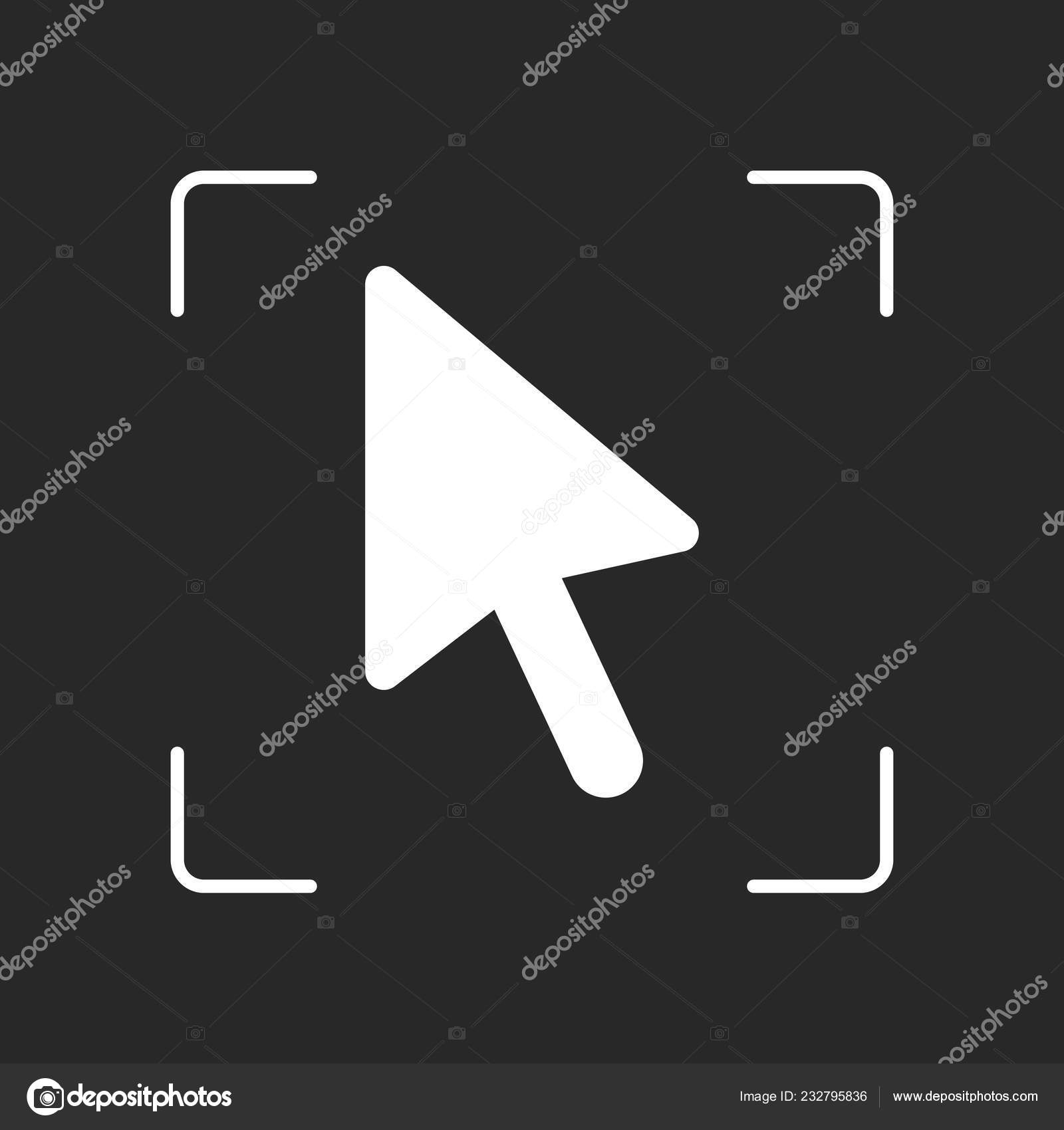 Computer Mouse Arrow Icon White Object Camera Autofocus Dark Background ...