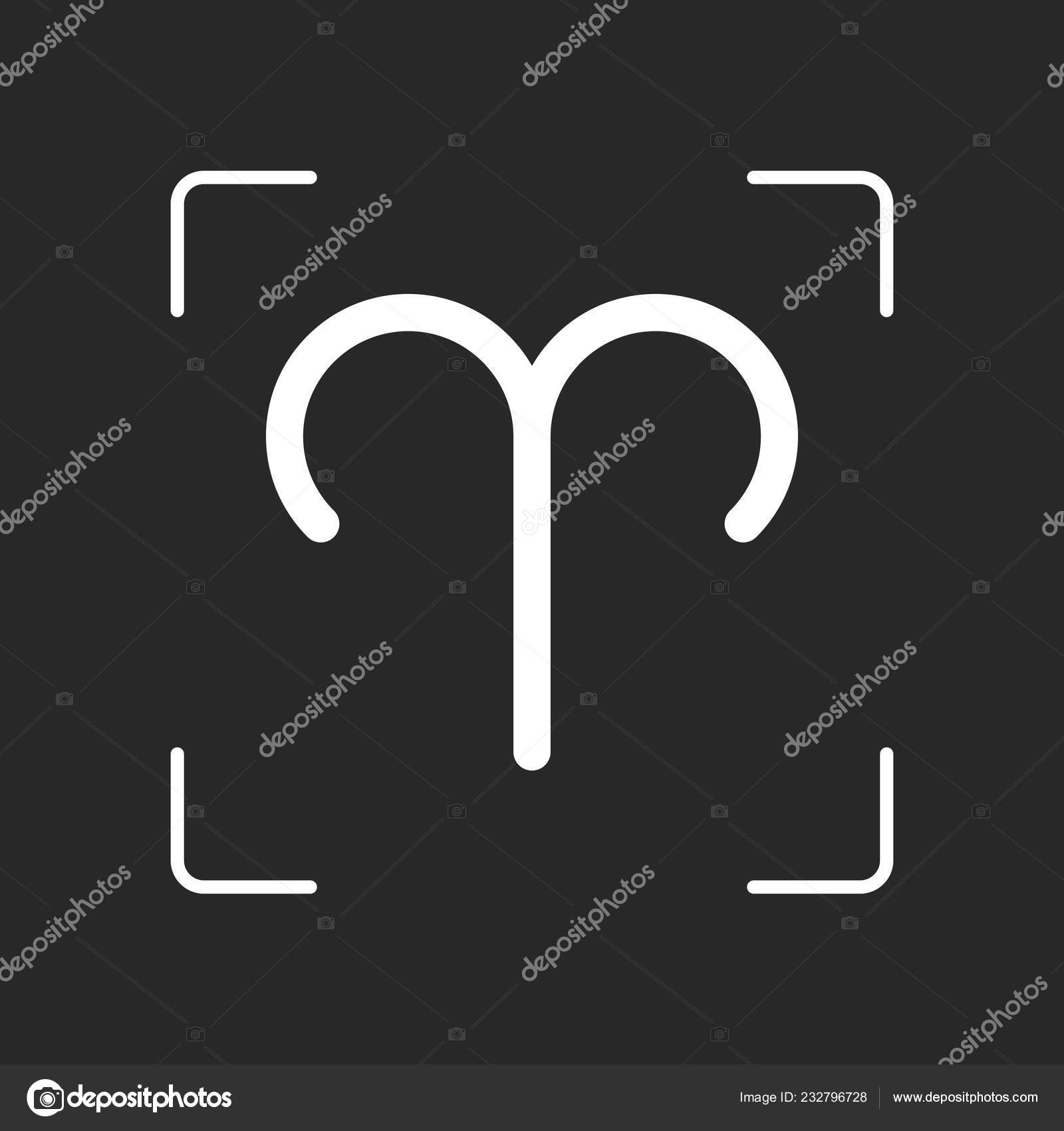 Astrological Sign Aries Simple Icon White Object Camera Autofocus Dark ...