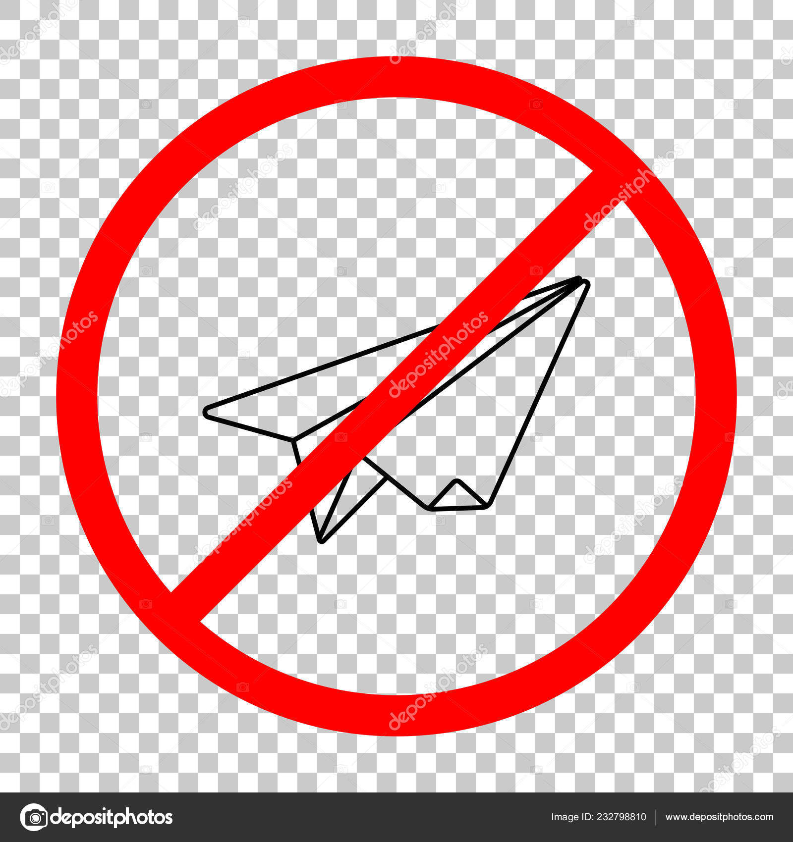 Paper Plane Origami Glider Allowed Black Object Red Warning Sign Stock ...