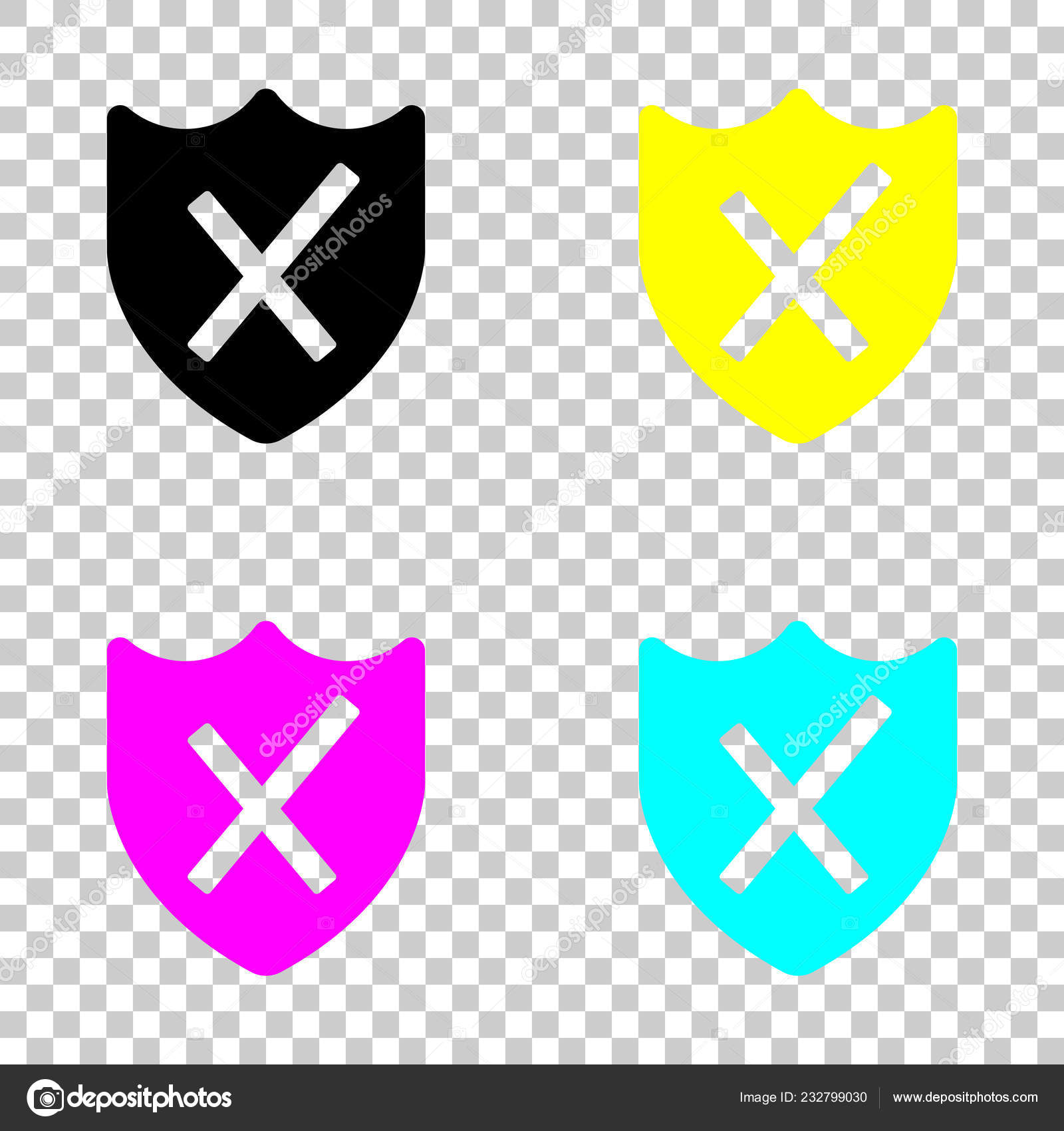 Protection Broken Simple Icon Colored Set Cmyk Icons Transparent ...