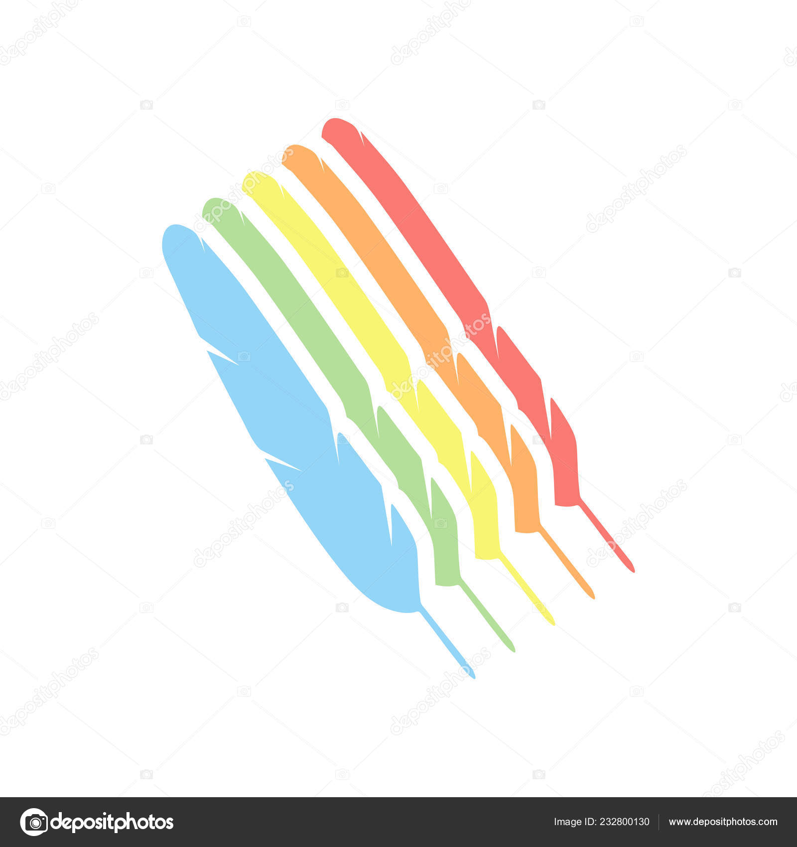 Simple Icon Feather Stack Colorful Isometric Icons White Background ...