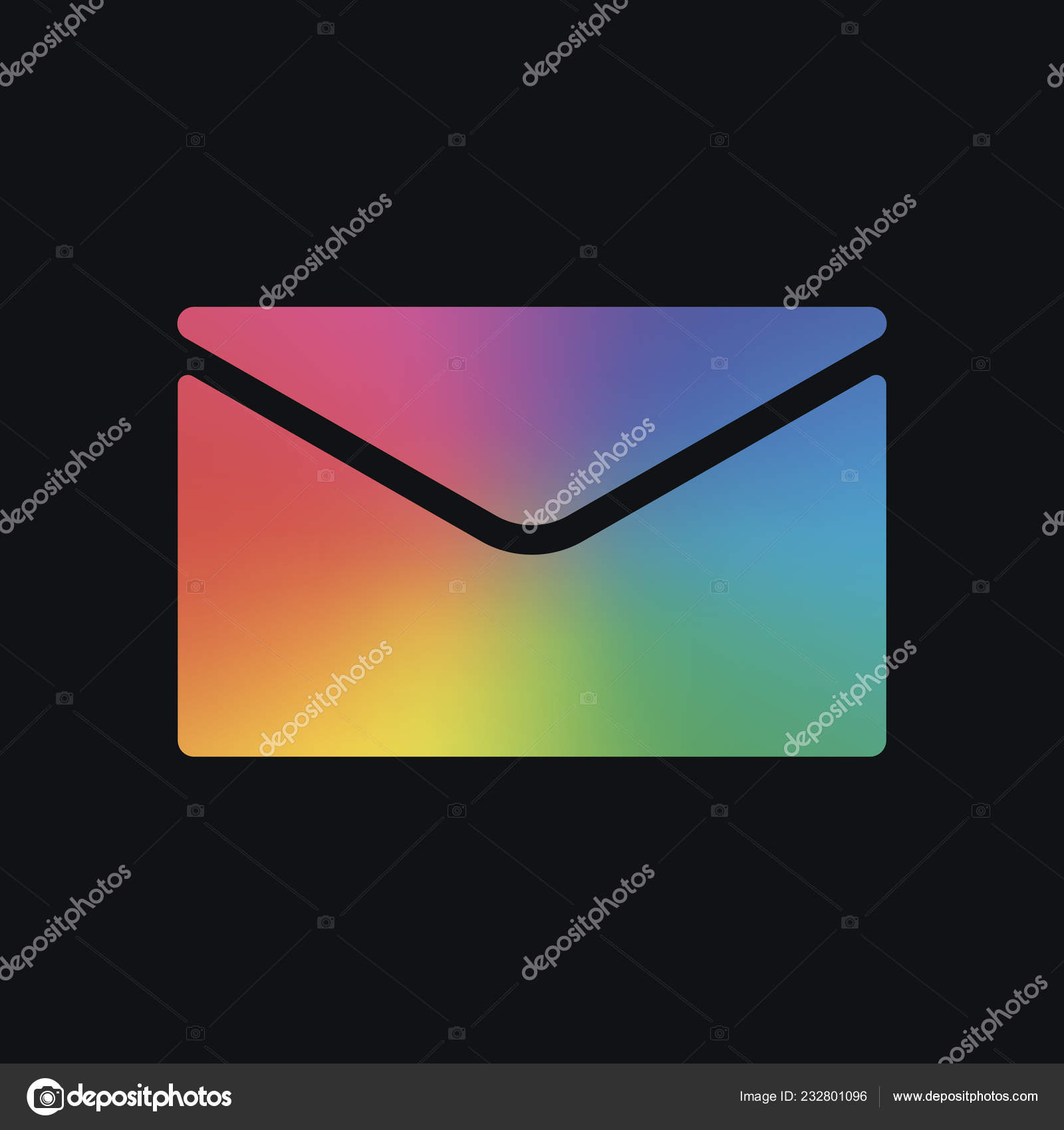 Simple Letter Icon Rainbow Color Dark Background Stock Vector Image by ...