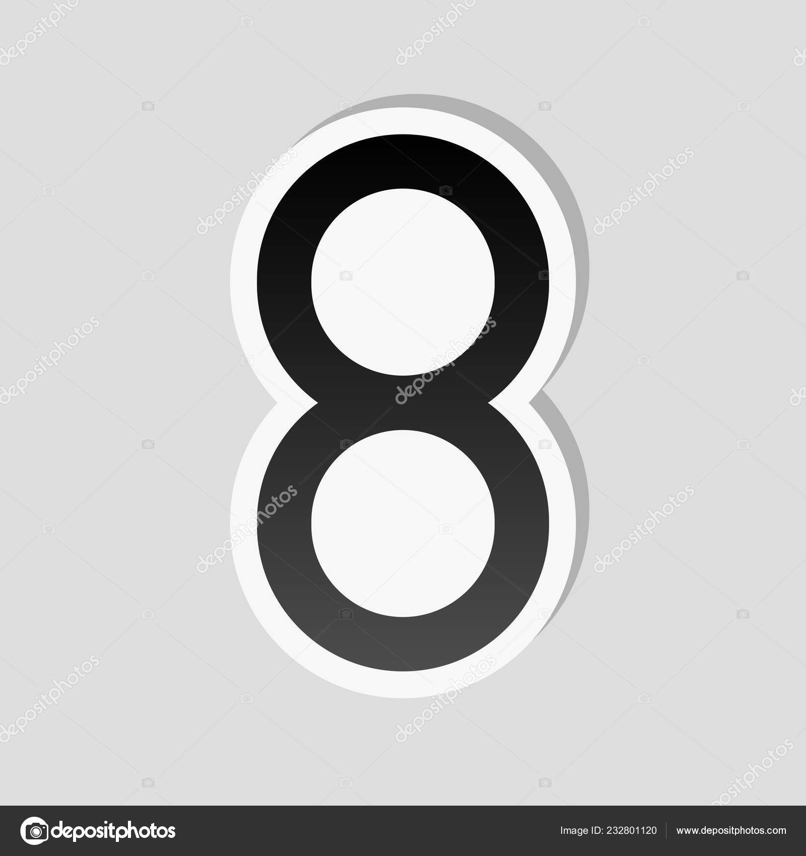 Number Eight Numeral Simple Letter Sticker Style White Border Simple ...