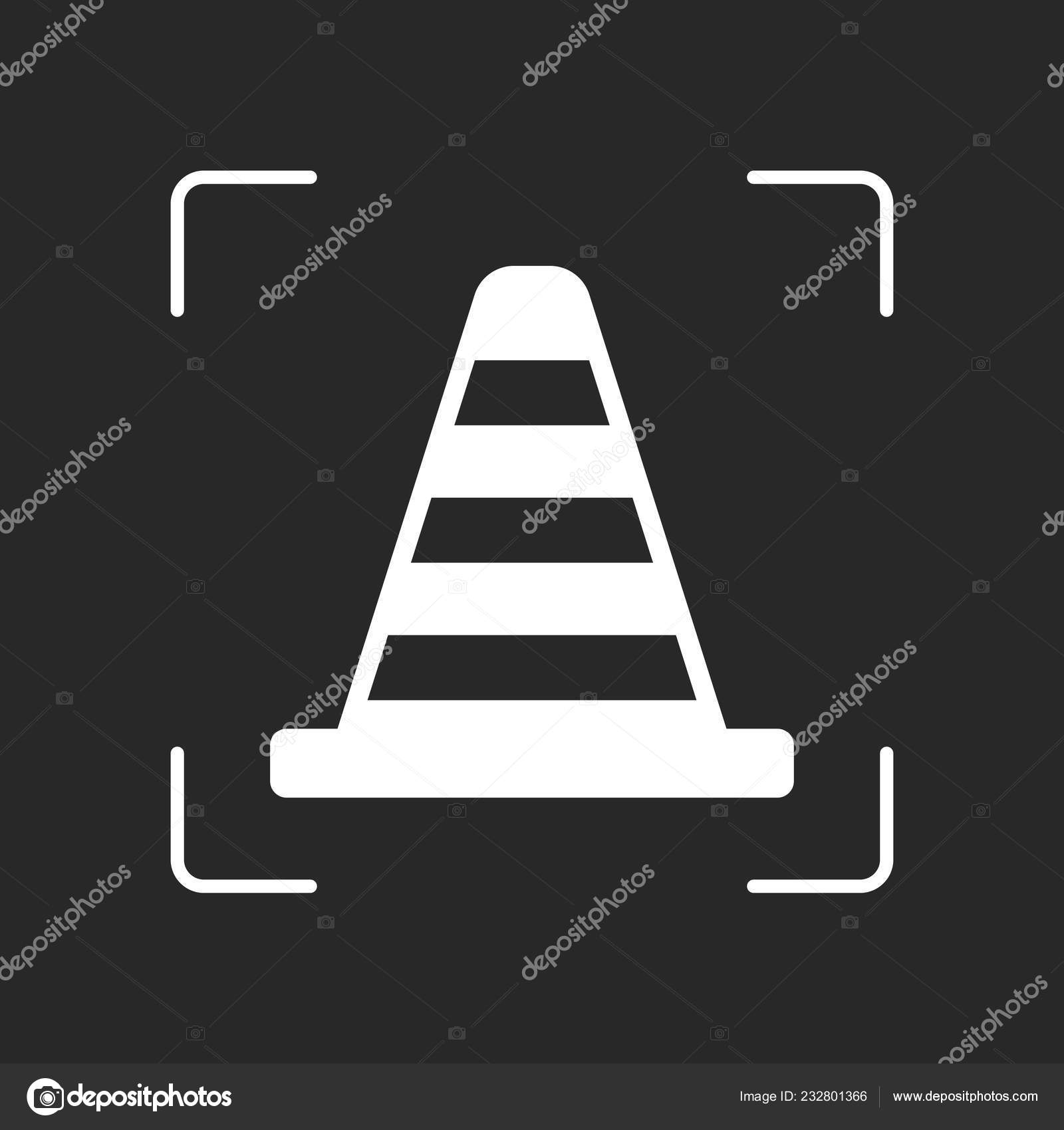 Cone Icon White Object Camera Autofocus Dark Background Stock Vector by ...
