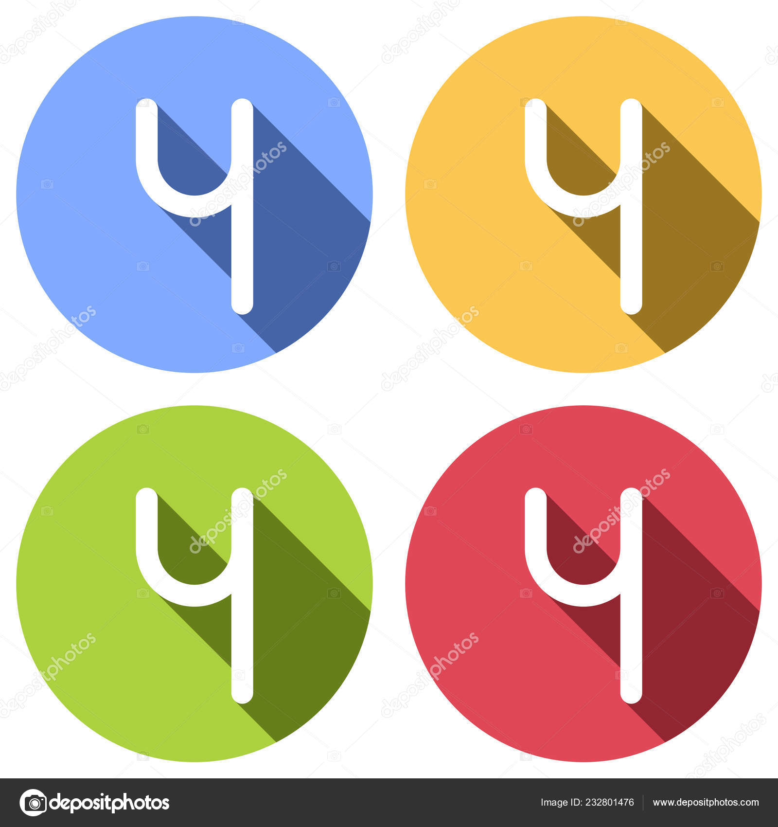 Number Four Numeral Simple Letter Set White Icons Long Shadow Stock ...