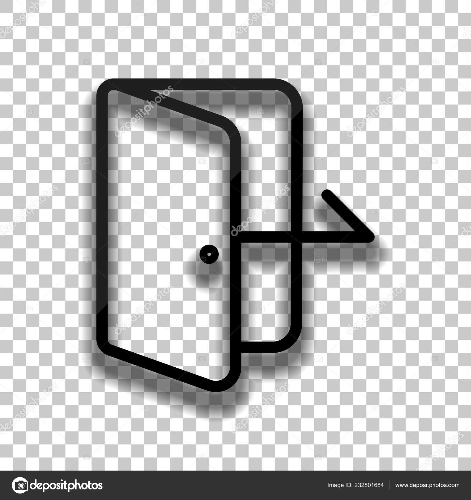 Exit Icon Linear Thin Outline Black Glass Icon Soft Shadow Stock Vector ...