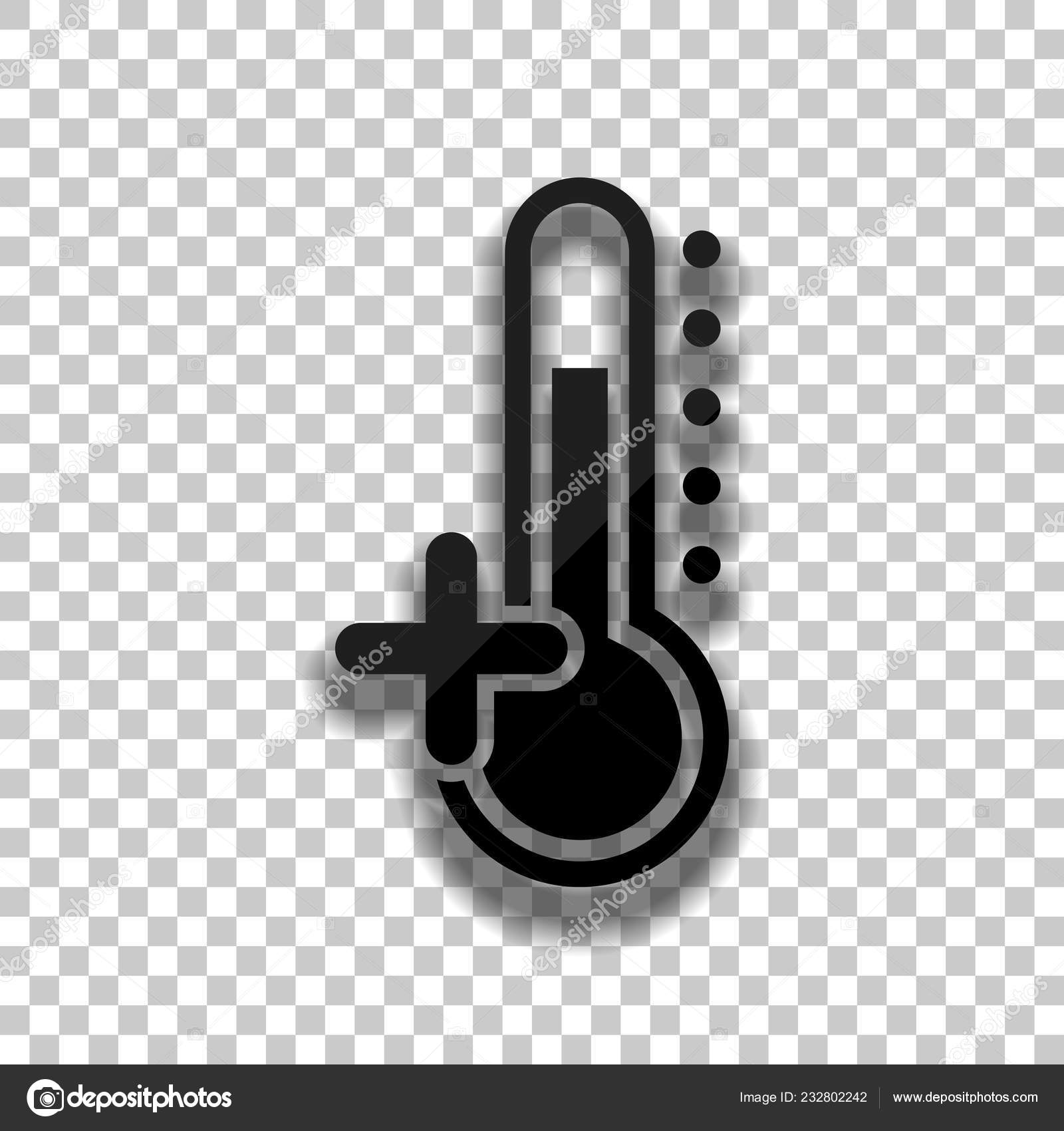 Thermometer Hot Zero Temperature Black Glass Icon Soft Shadow ...