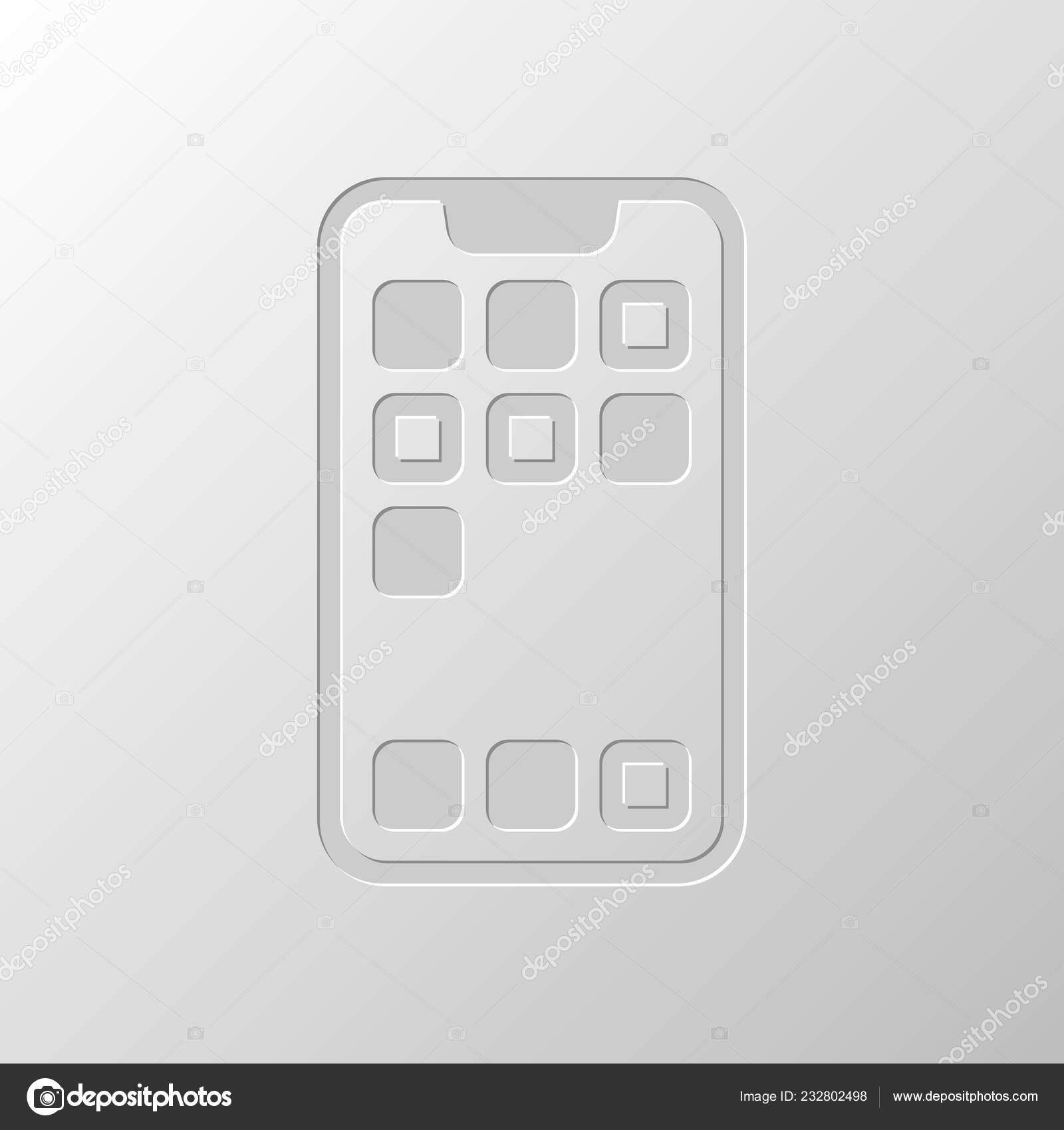 Simple Mobile Phone Icon Linear Symbol Thin Outline Paper Design Stock ...