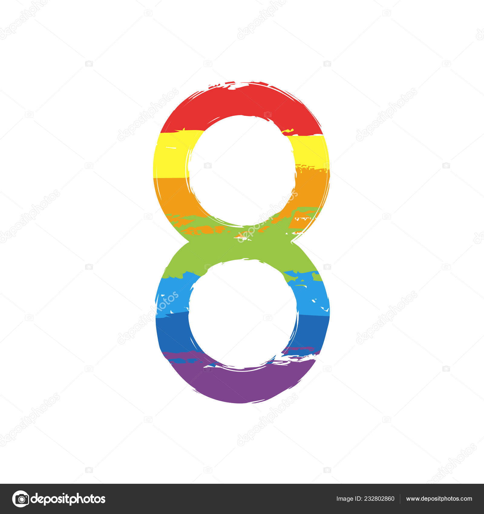 Número Ocho Número Letra Simple Signo Dibujo Con Estilo Lgbt Vector de ...