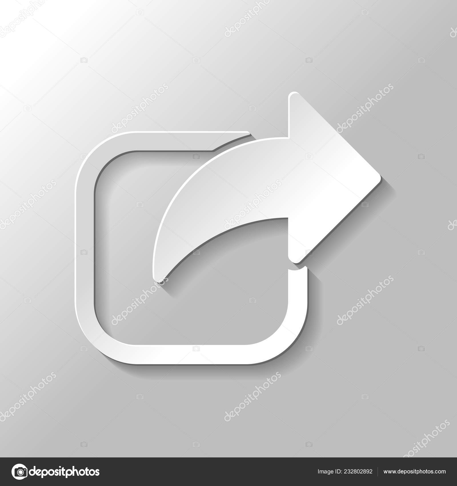 Share Icon Arrow Square Paper Style Shadow Gray Background Stock Vector ...