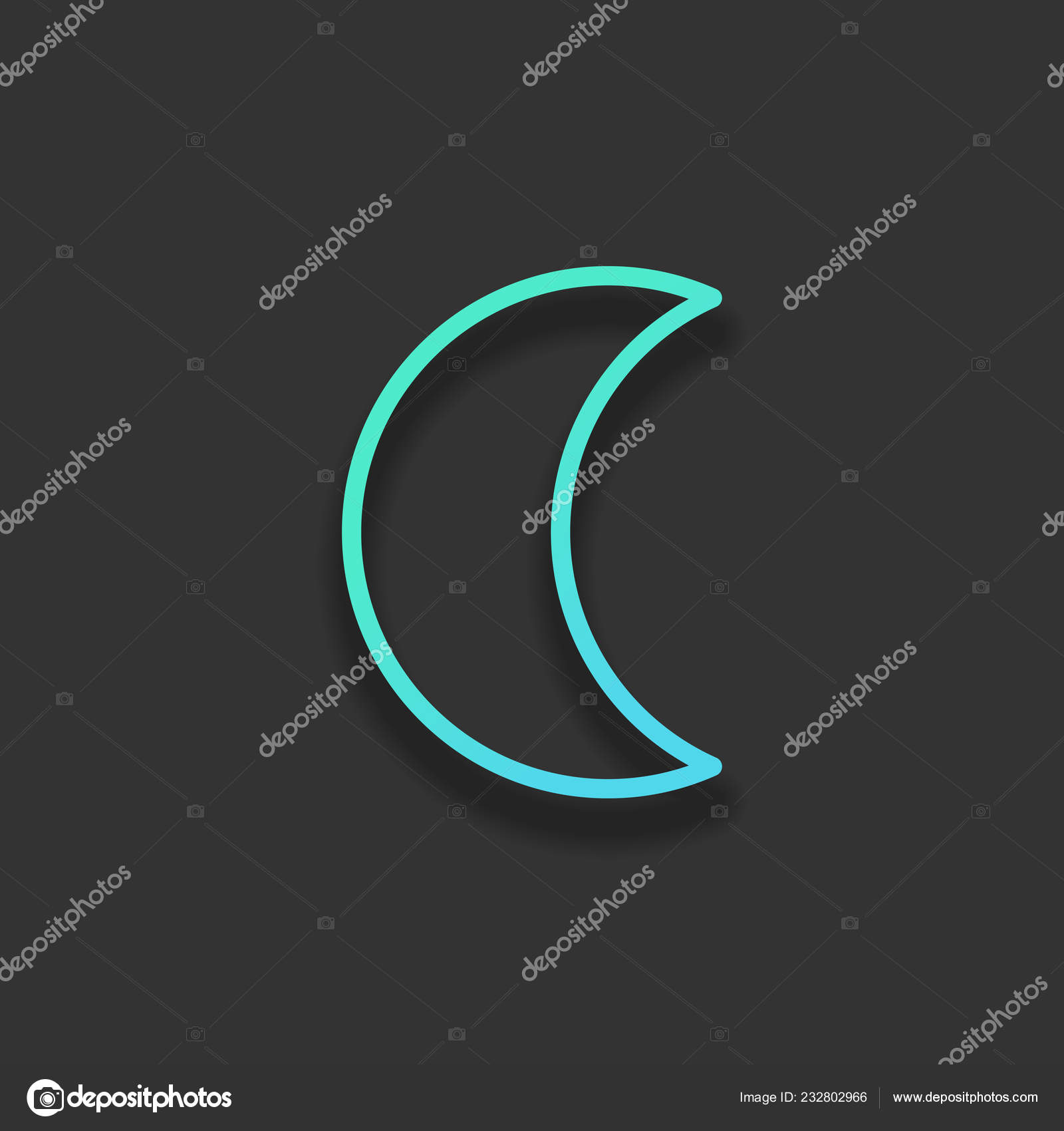 Simple Moon Weather Symbol Linear Icon Thin Outline Colorful Logo Stock ...