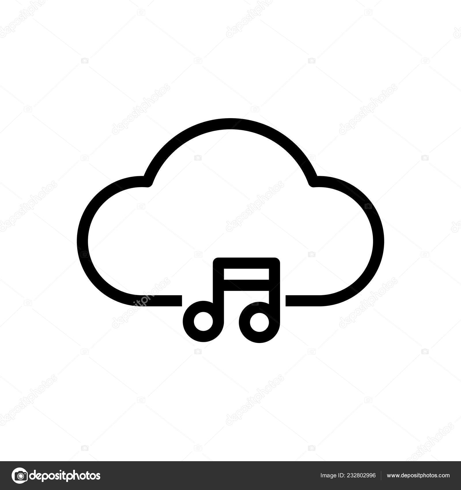 Cloud Music Library Striming Simple Linear Icon Thin Outline Stock ...