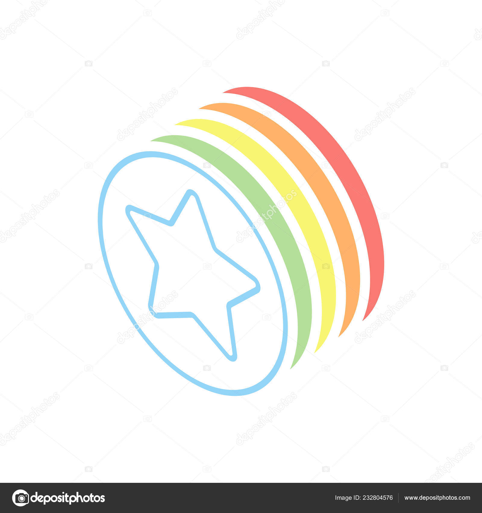 Star Circle Icon Stack Colorful Isometric Icons White Background Stock ...