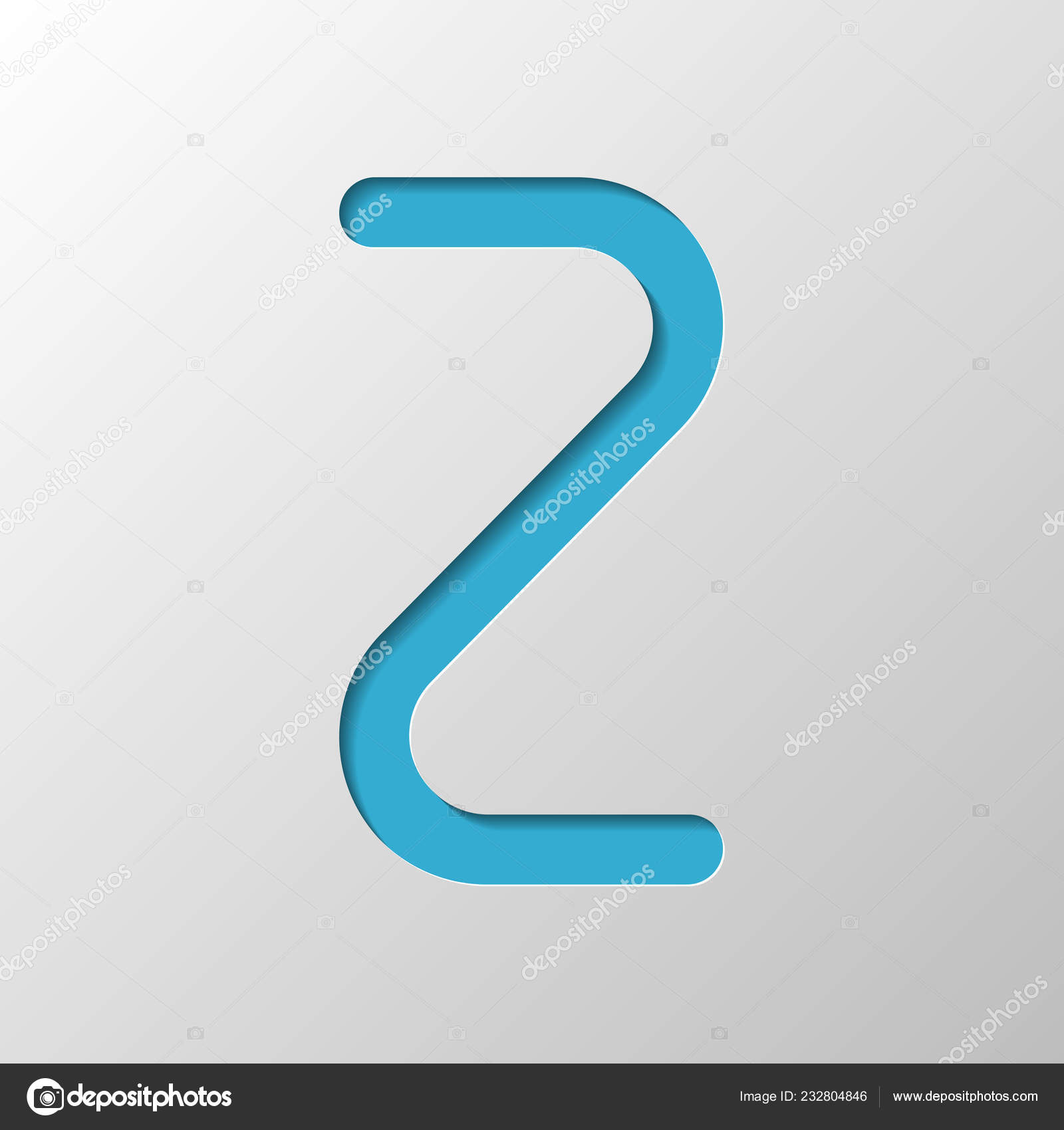 Number Two Numeral Simple Letter Paper Design Cutted Symbol Shadow ...
