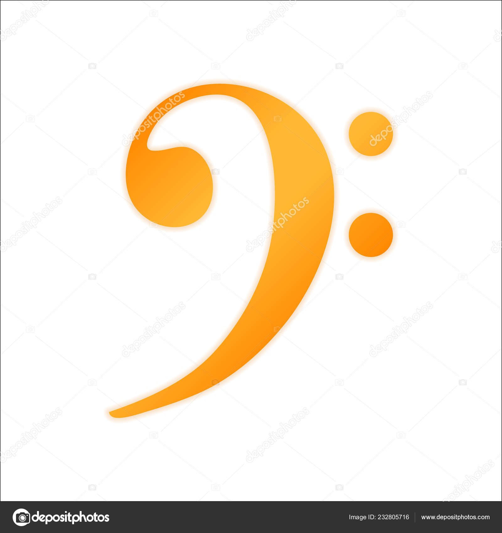 Bass Clef Icon Orange Sign Low Light White Background Stock Vector by ...